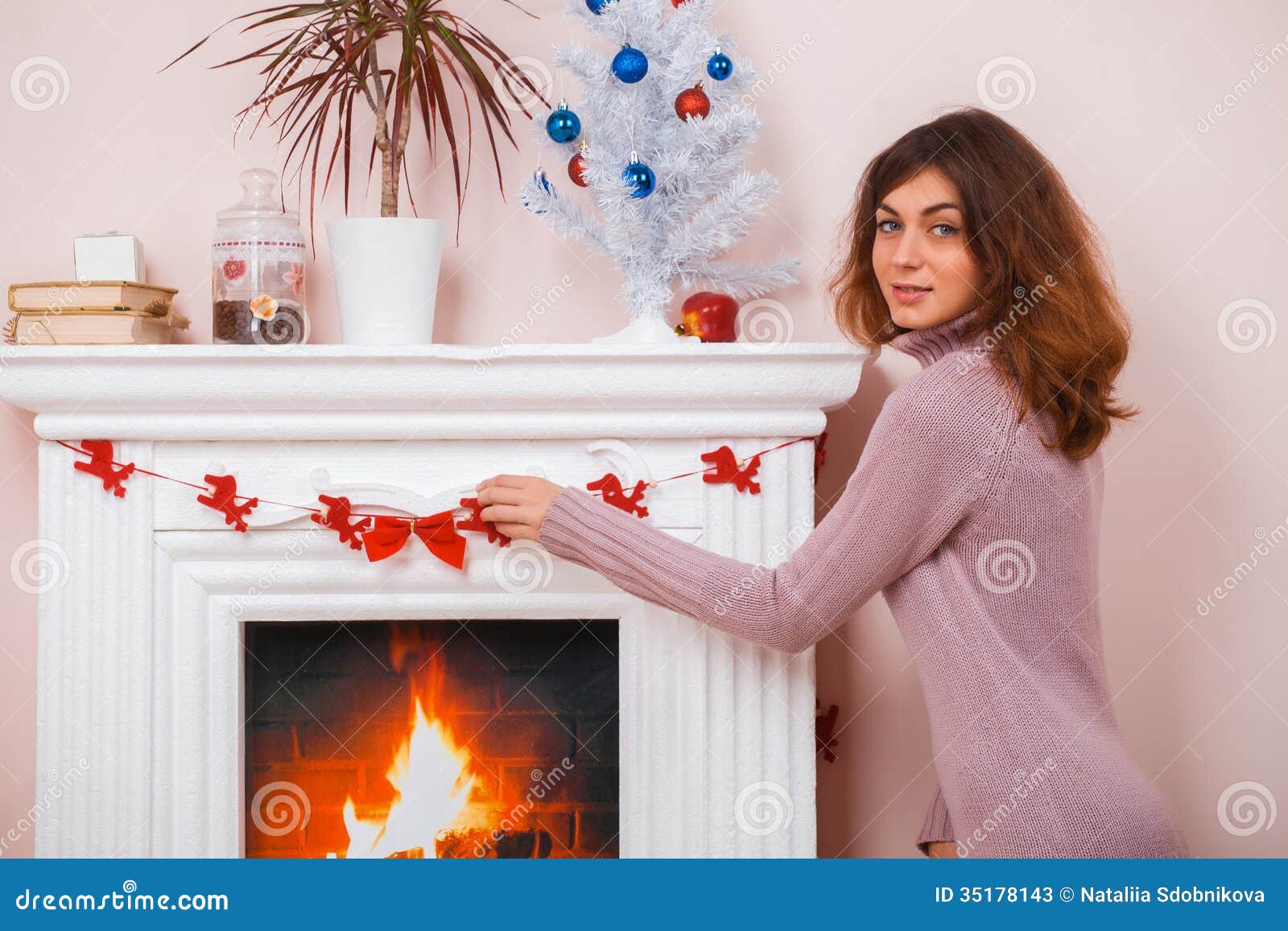 Hot Girl at Home in Christmas Time Stock Image - Image of beauty ...
