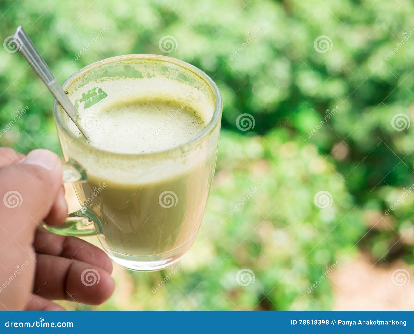 Hot Green Tea Milk in Glass Mug. Stock Photo - Image of organic ...