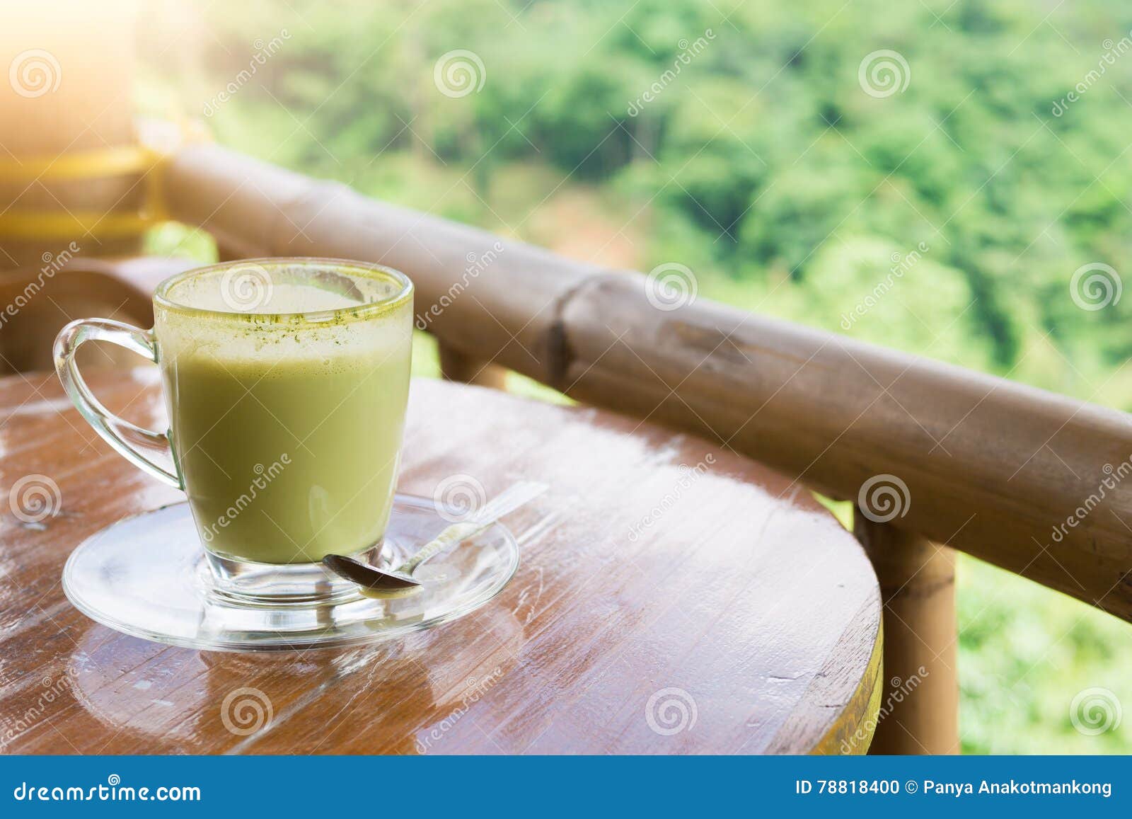 Hot Green Tea Milk in Glass Mug. Stock Photo - Image of healthy, herb ...
