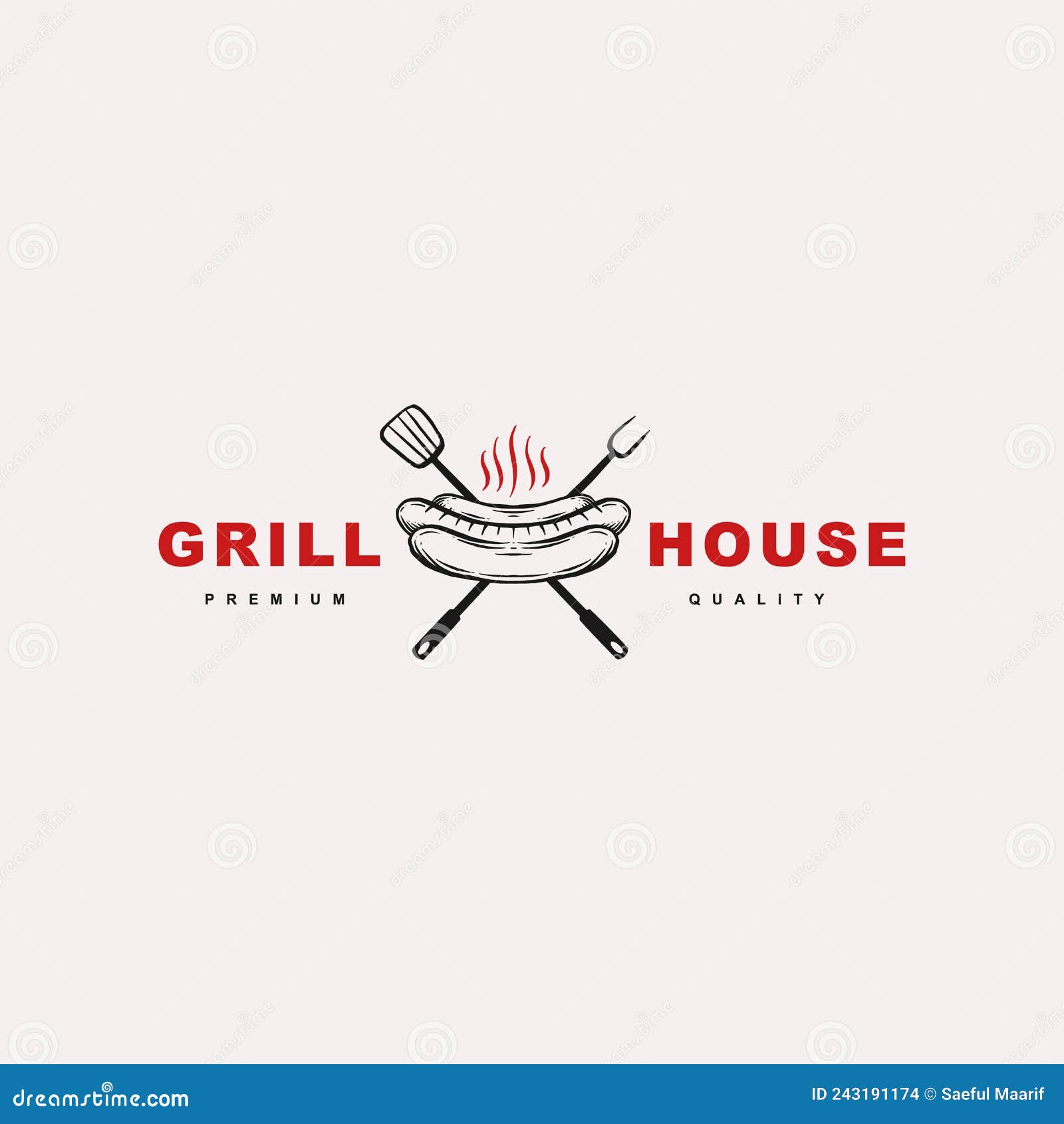 Hot Grill Hand Drawn Logo Templates Premium Vector Stock Illustration ...