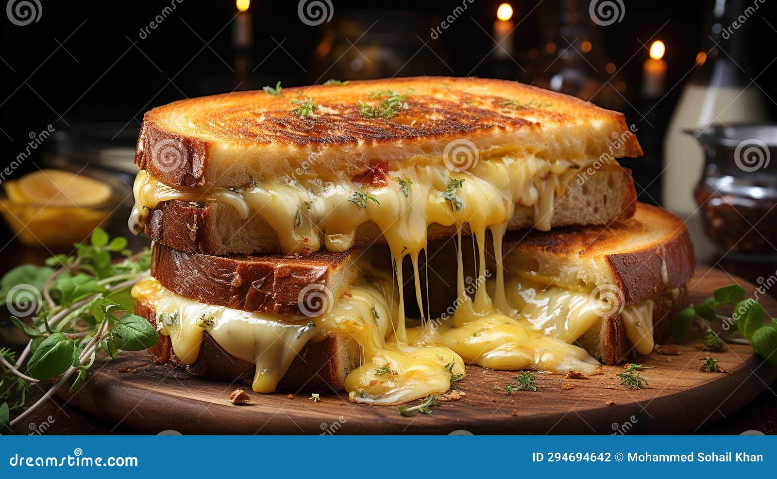 Hot Grilled Cheesy Sandwich for Beakfast Selective Focus Background ...