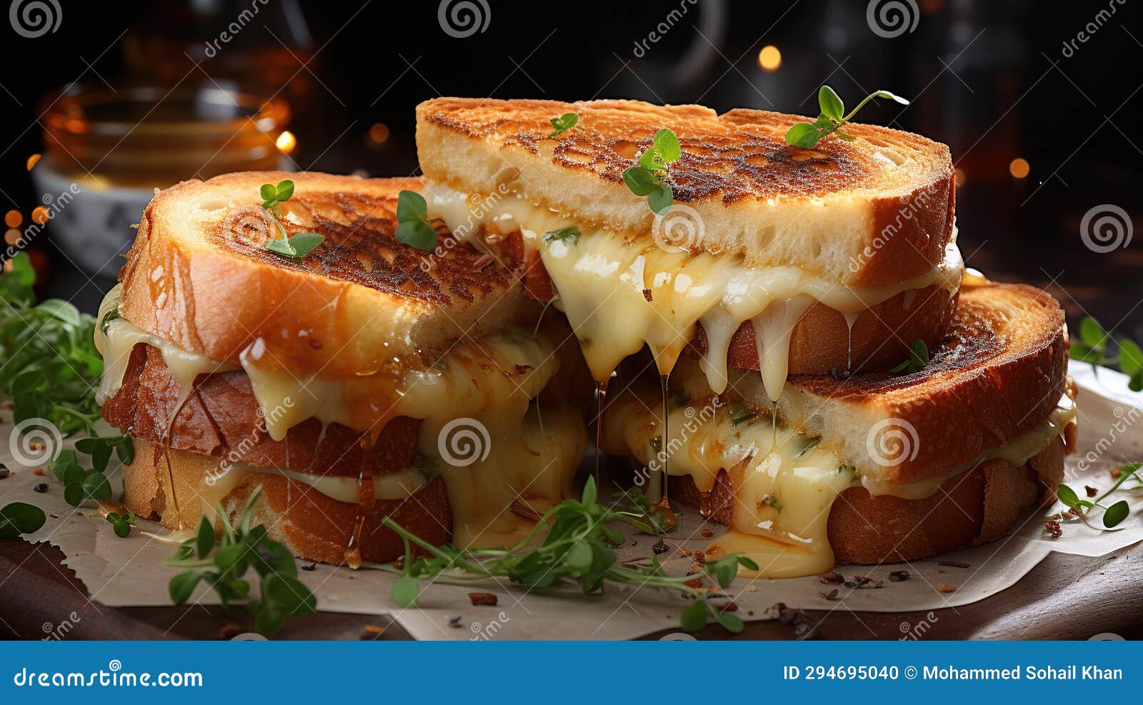 Hot Grilled Cheesy Sandwich for Beakfast Selective Focus Background ...