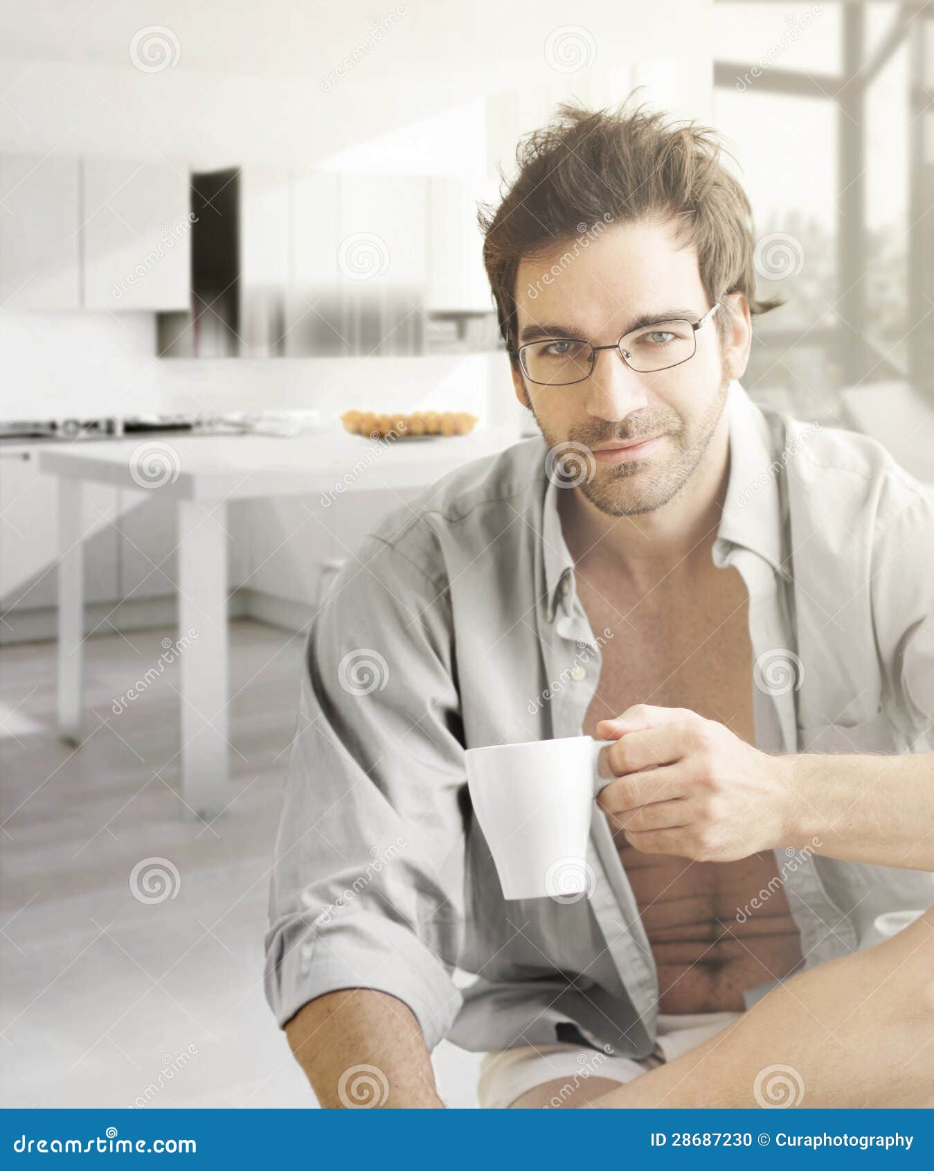 Hot guy in morning stock photo. Image of naked, home - 28687230