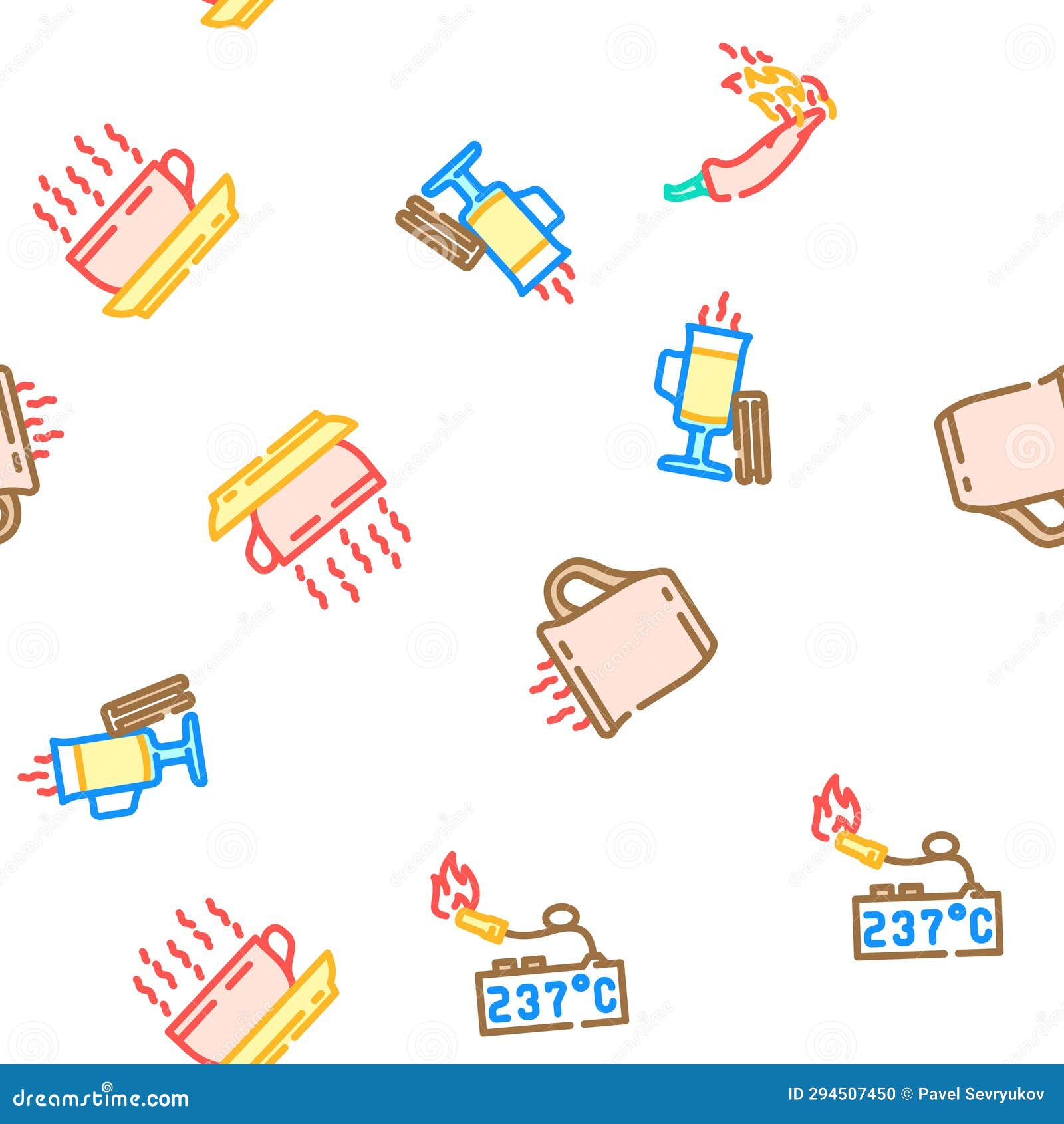 Hot Heat Cold Fire Vector Seamless Pattern Stock Vector - Illustration ...