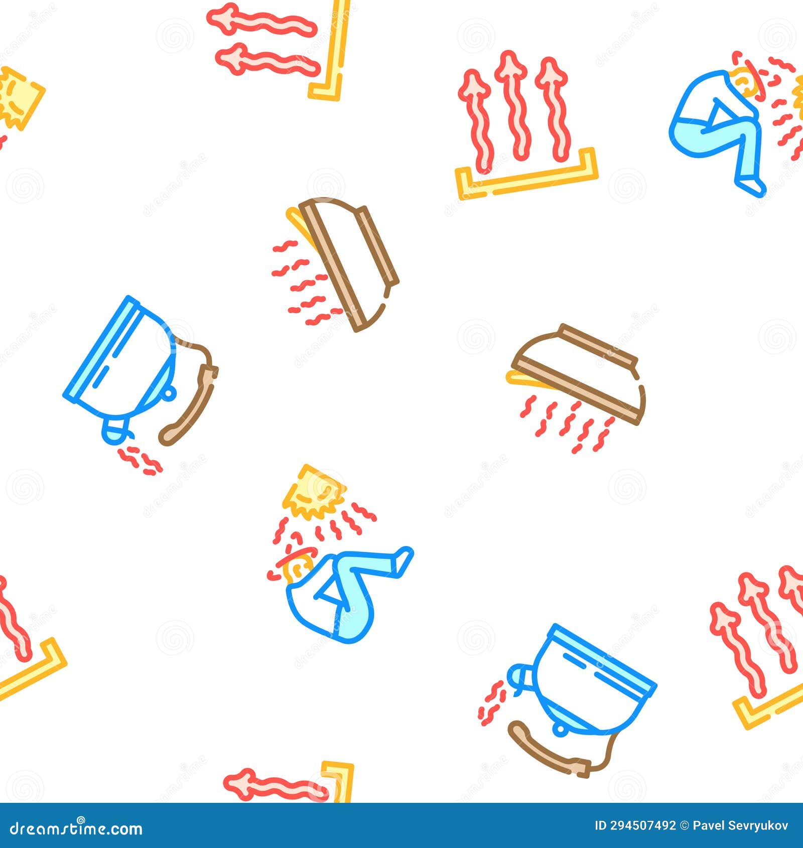 Hot Heat Cold Fire Vector Seamless Pattern Stock Vector - Illustration ...