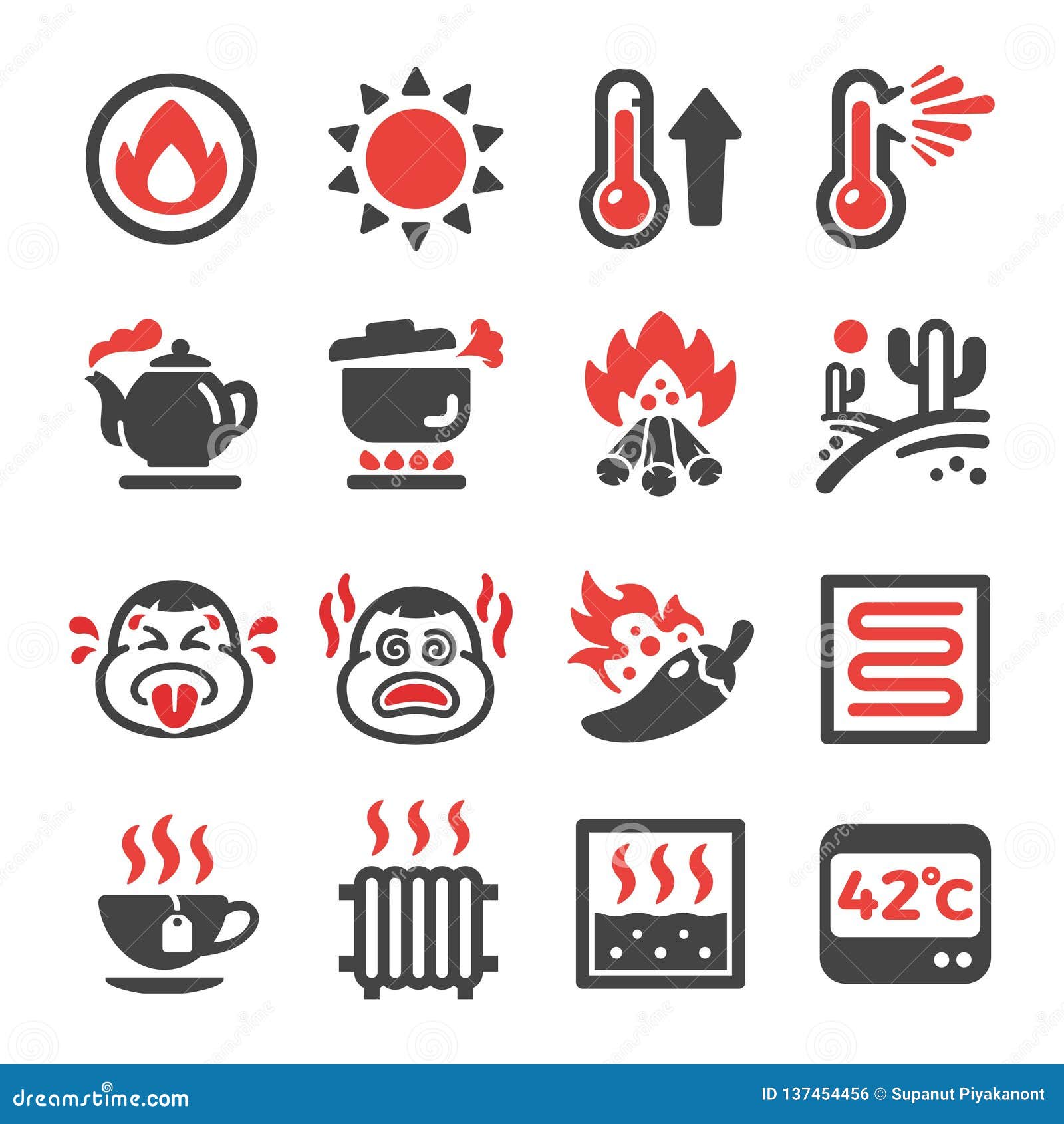 Hot icon set stock vector. Illustration of graphic, desert - 137454456