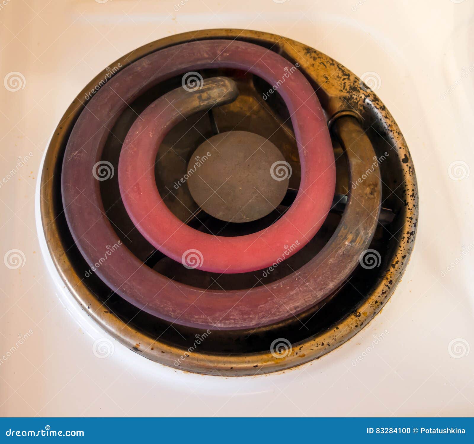 The Hot Heating Element of the Old Electric Cooker Stock Photo - Image ...