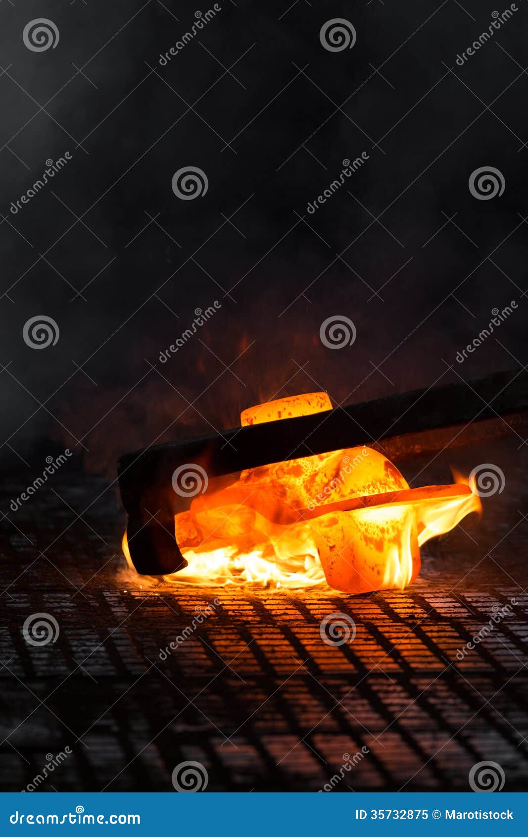 Hot iron stock image. Image of steam, smelting, cast - 35732875