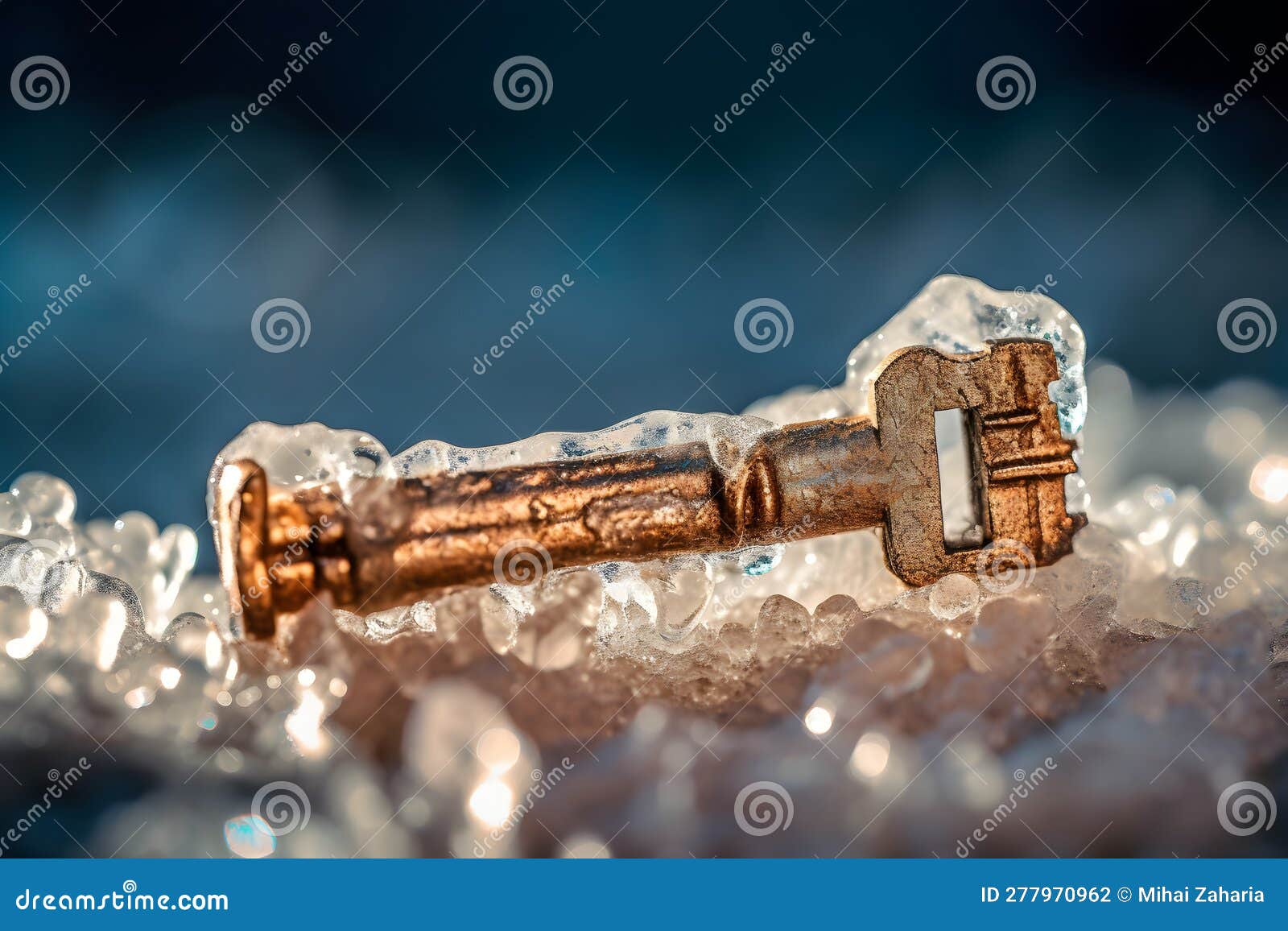 A Hot Iron Key Melting Ice. Security Conceptual Illustration ...