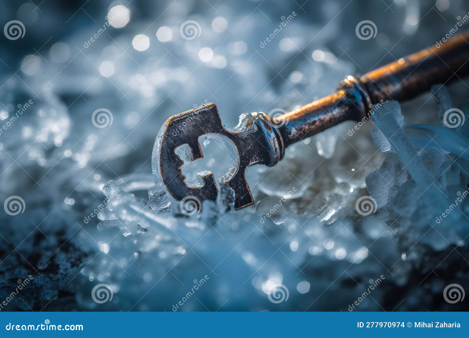 A Hot Iron Key Melting Ice. Security Conceptual Illustration ...