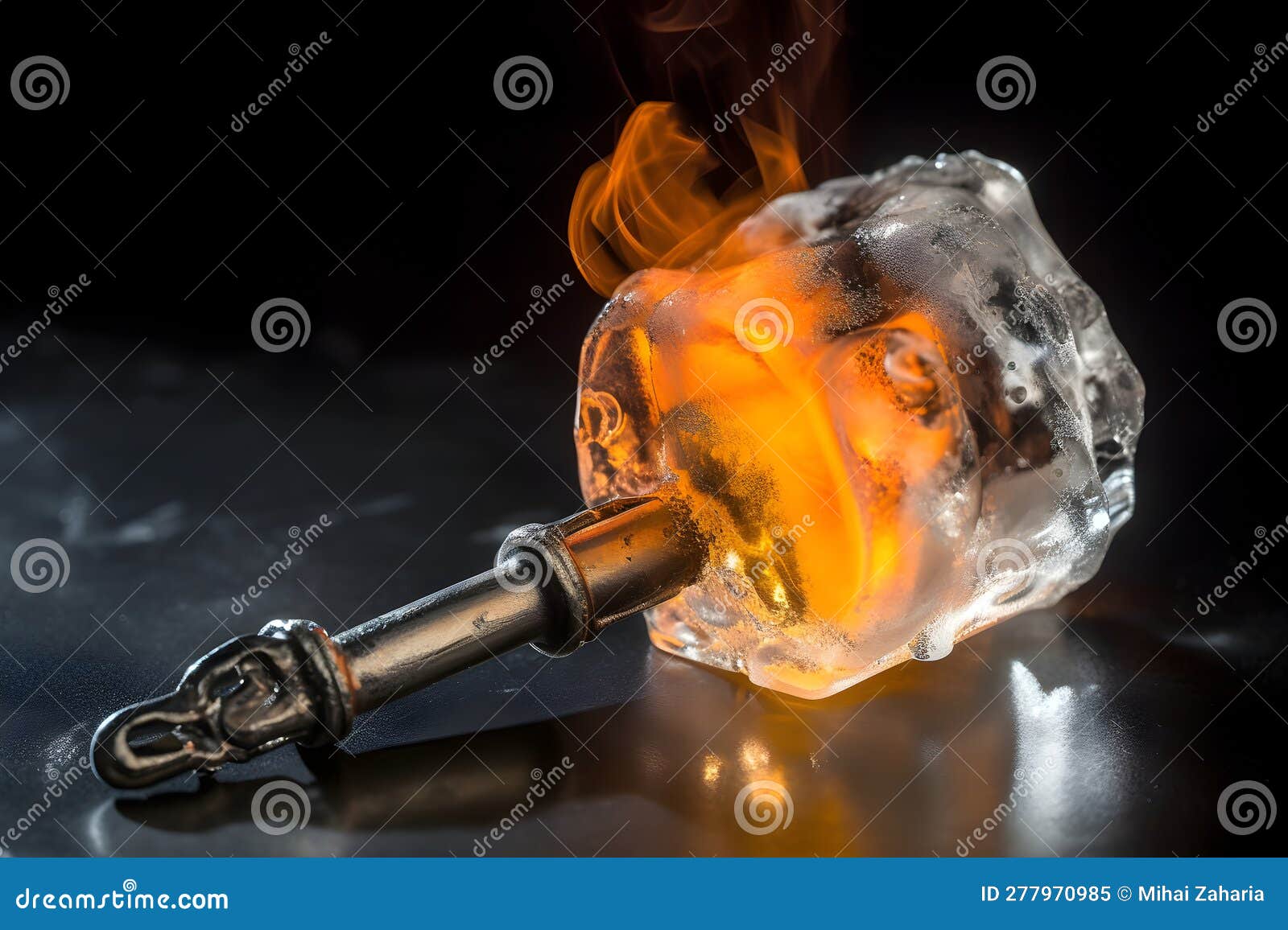 A Hot Iron Key Melting Ice. Security Conceptual Illustration ...