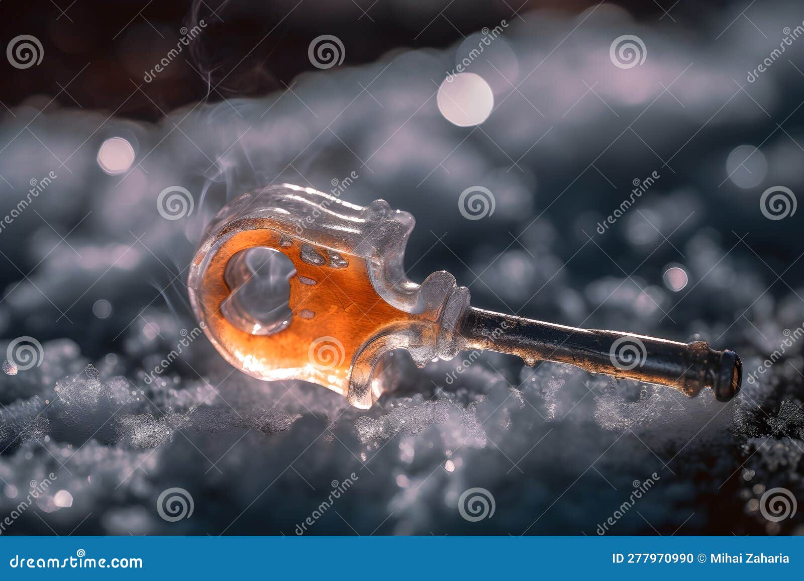 A Hot Iron Key Melting Ice. Security Conceptual Illustration ...