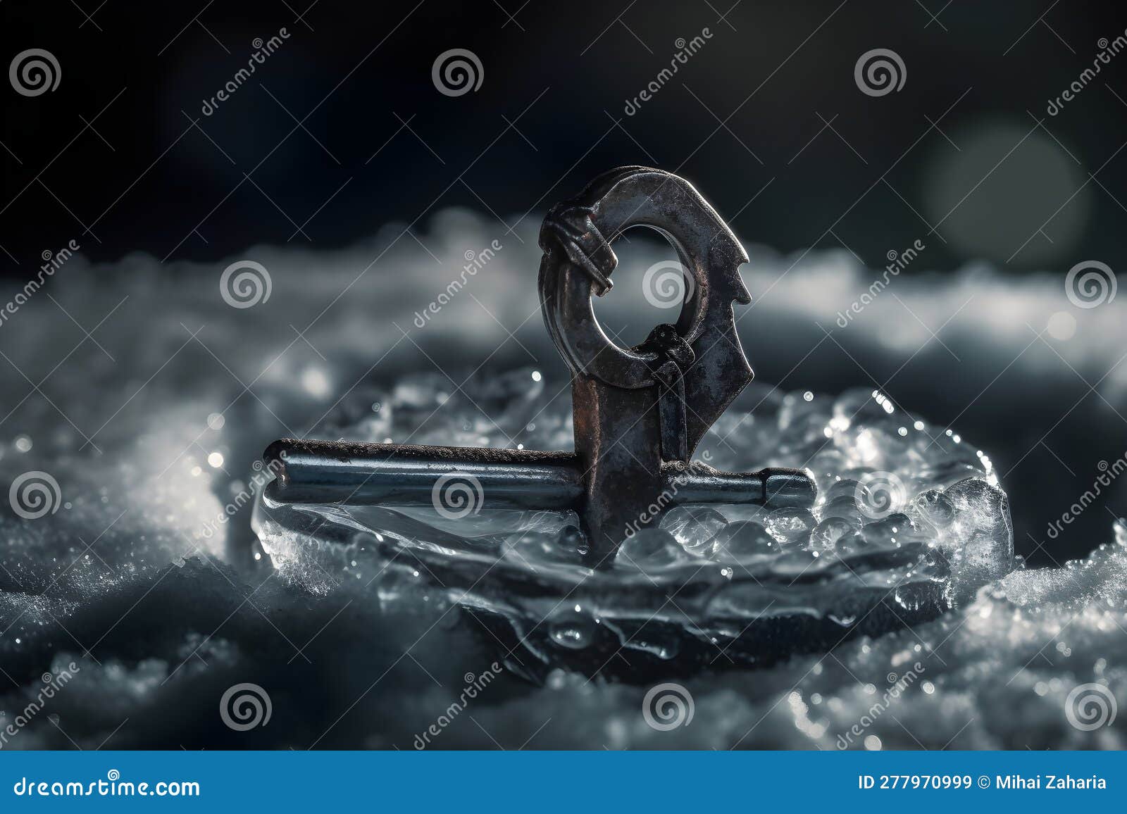 A Hot Iron Key Melting Ice. Security Conceptual Illustration ...