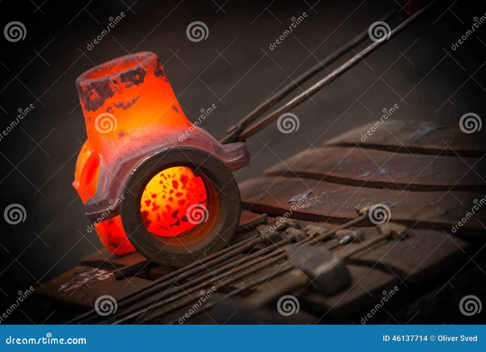 Hot iron in smeltery stock photo. Image of melting, metal - 46137714