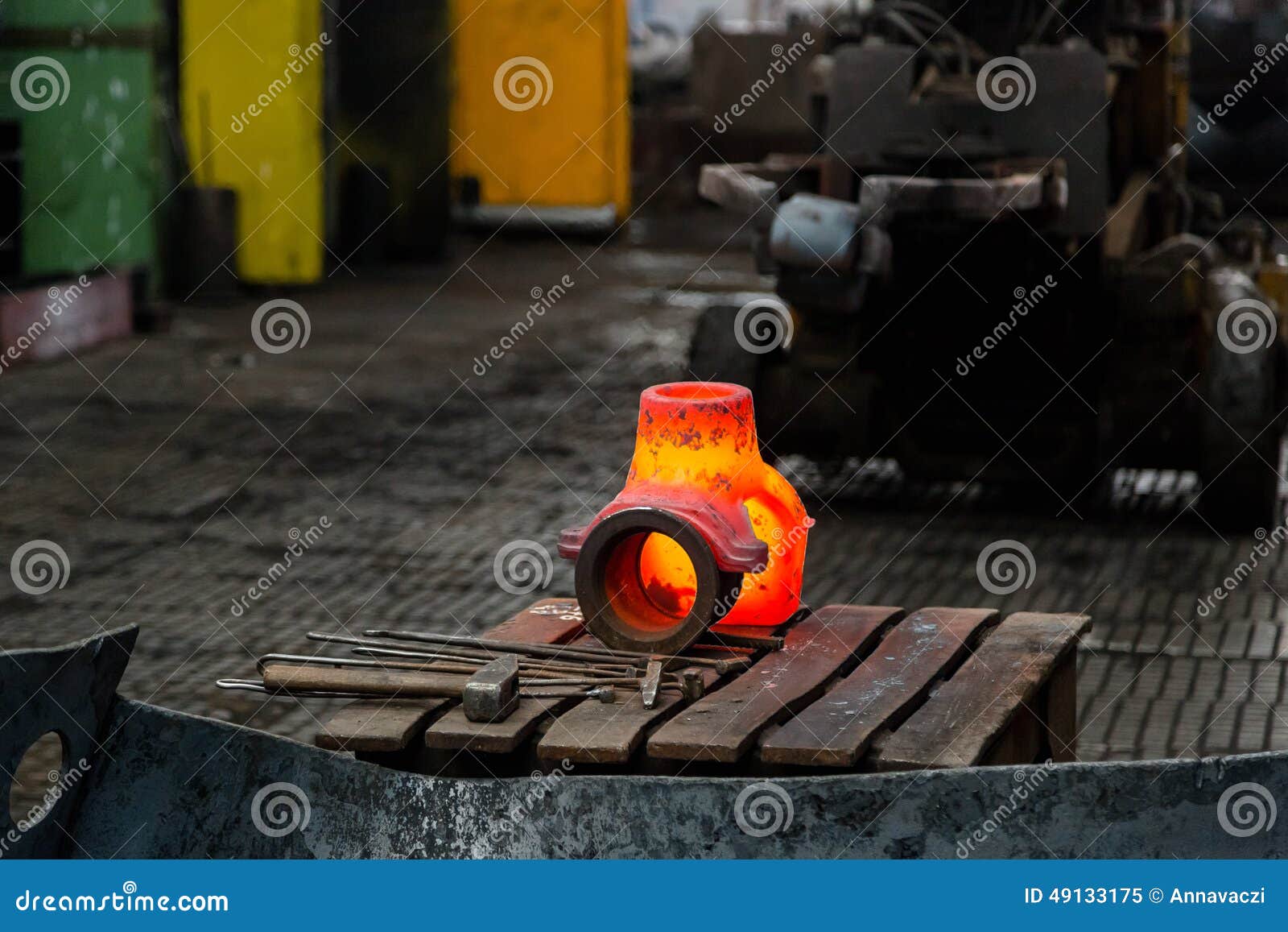 Hot iron in smeltery stock image. Image of processing - 49133175