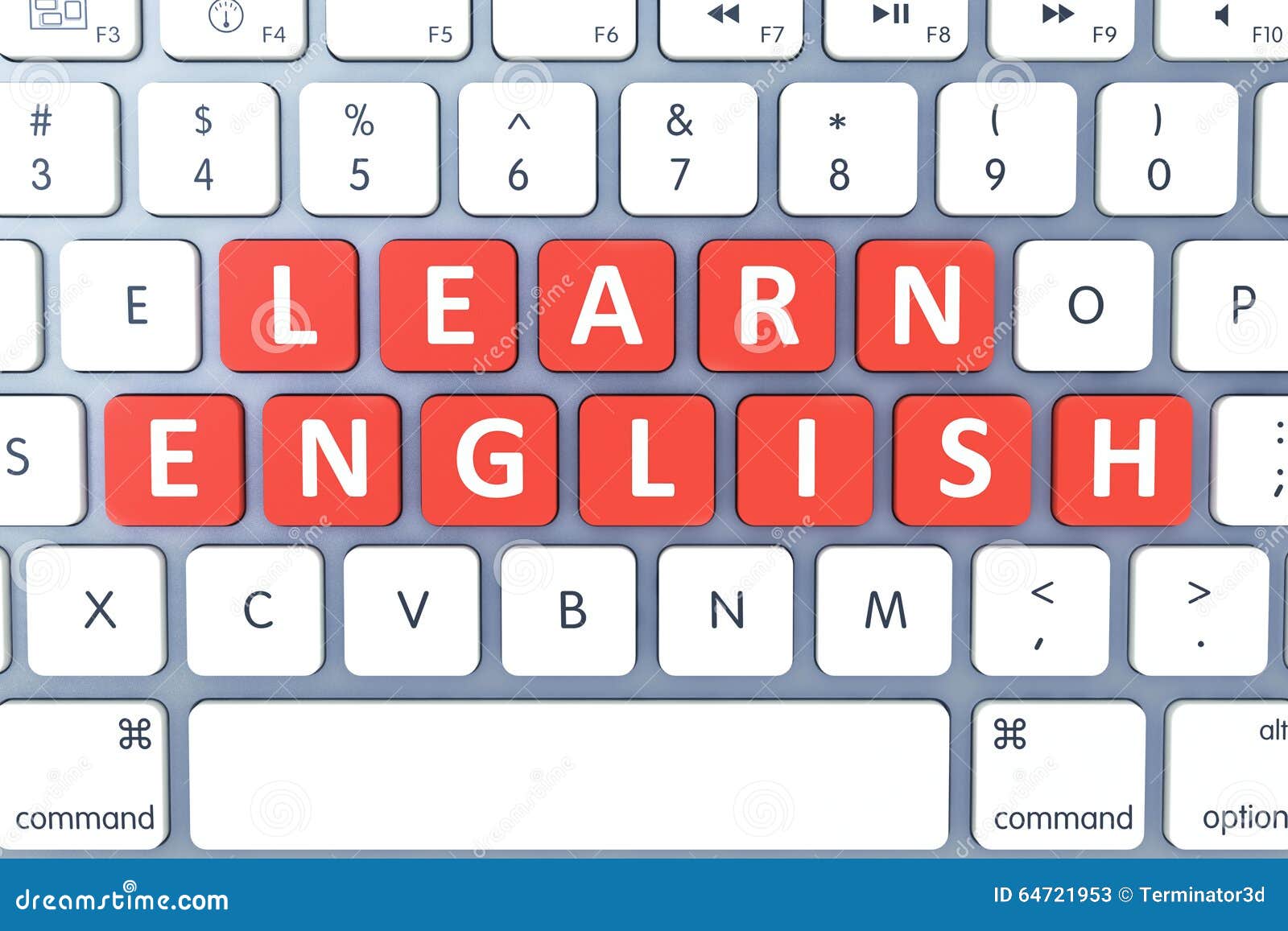Hot Key for Learn English on Modern Computer Keyboard. Top View ...