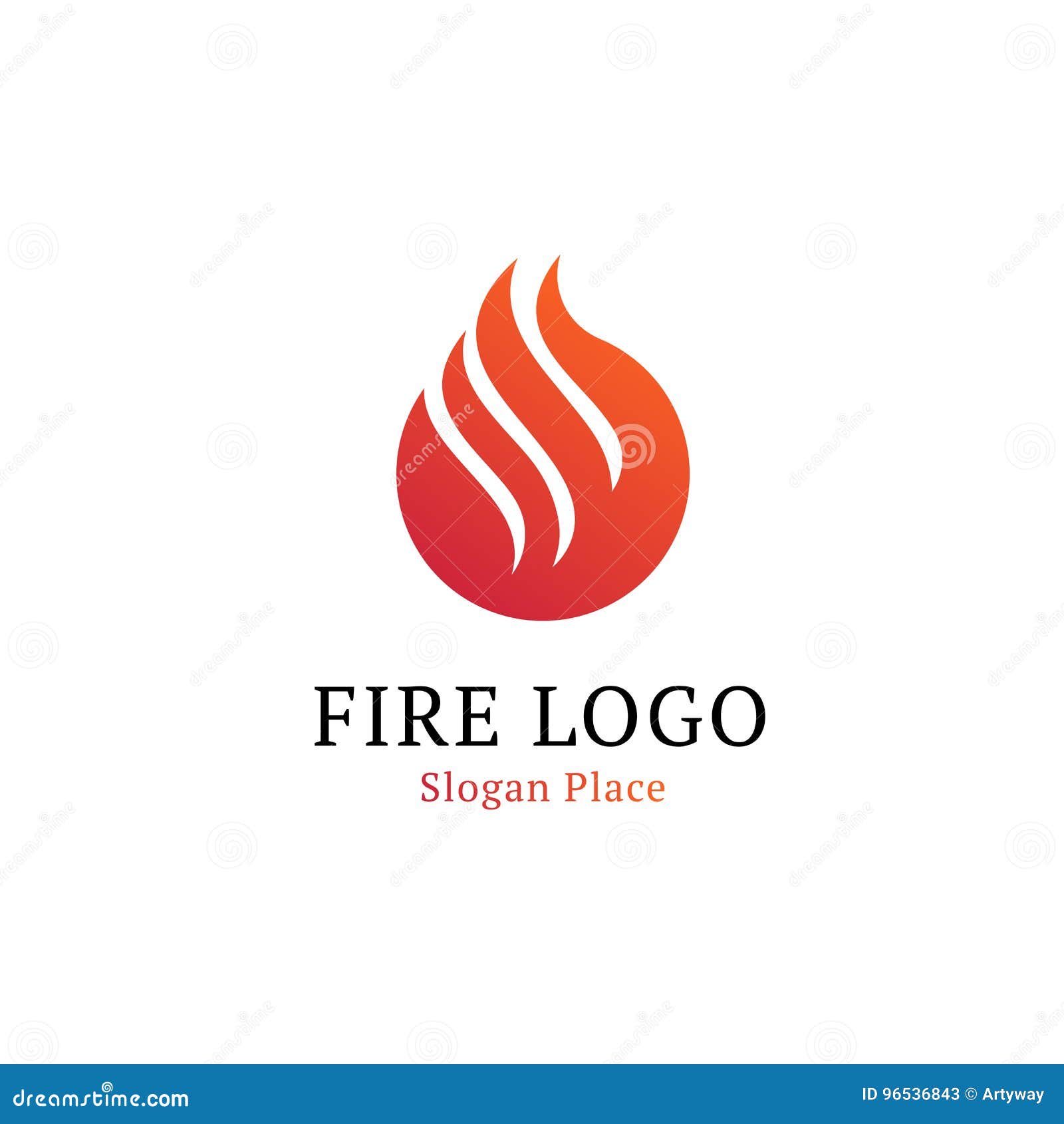 Hot Kitchen Logotype Template. Wavy White Line on Red Round Shape. Fire ...