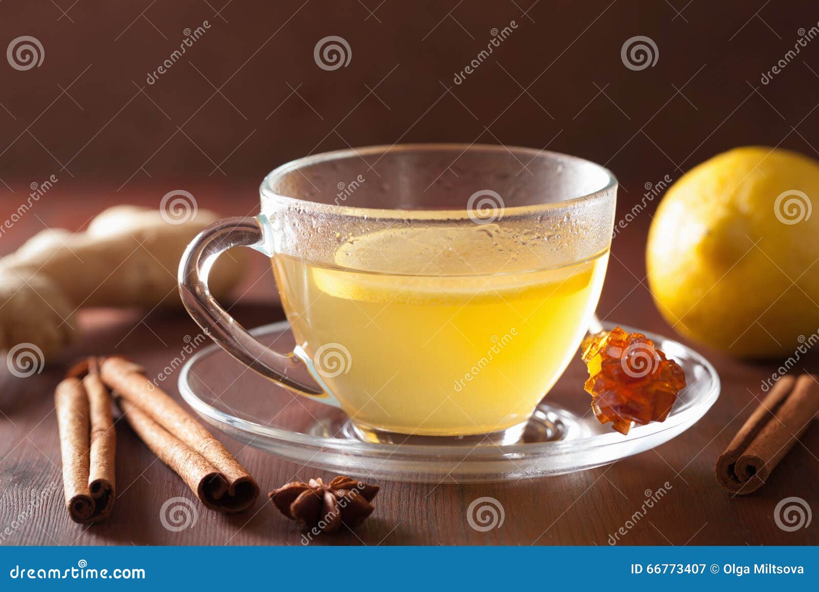 Hot Lemon Ginger Cinnamon Tea in Glass Cup Stock Image - Image of lemon ...