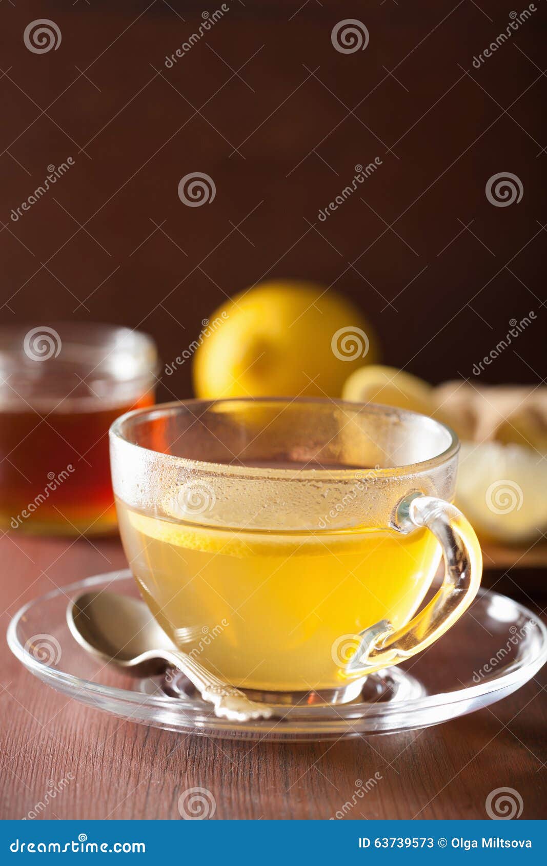 Hot Lemon Ginger Tea in Glass Cup Stock Image - Image of root ...