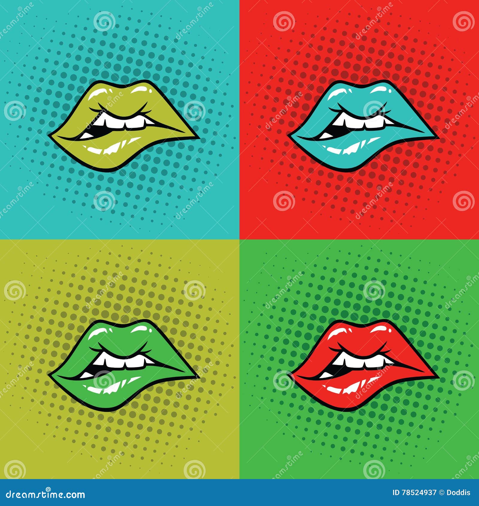 Hot Lips Vector Illustration Pop Art Stock Vector - Illustration of ...