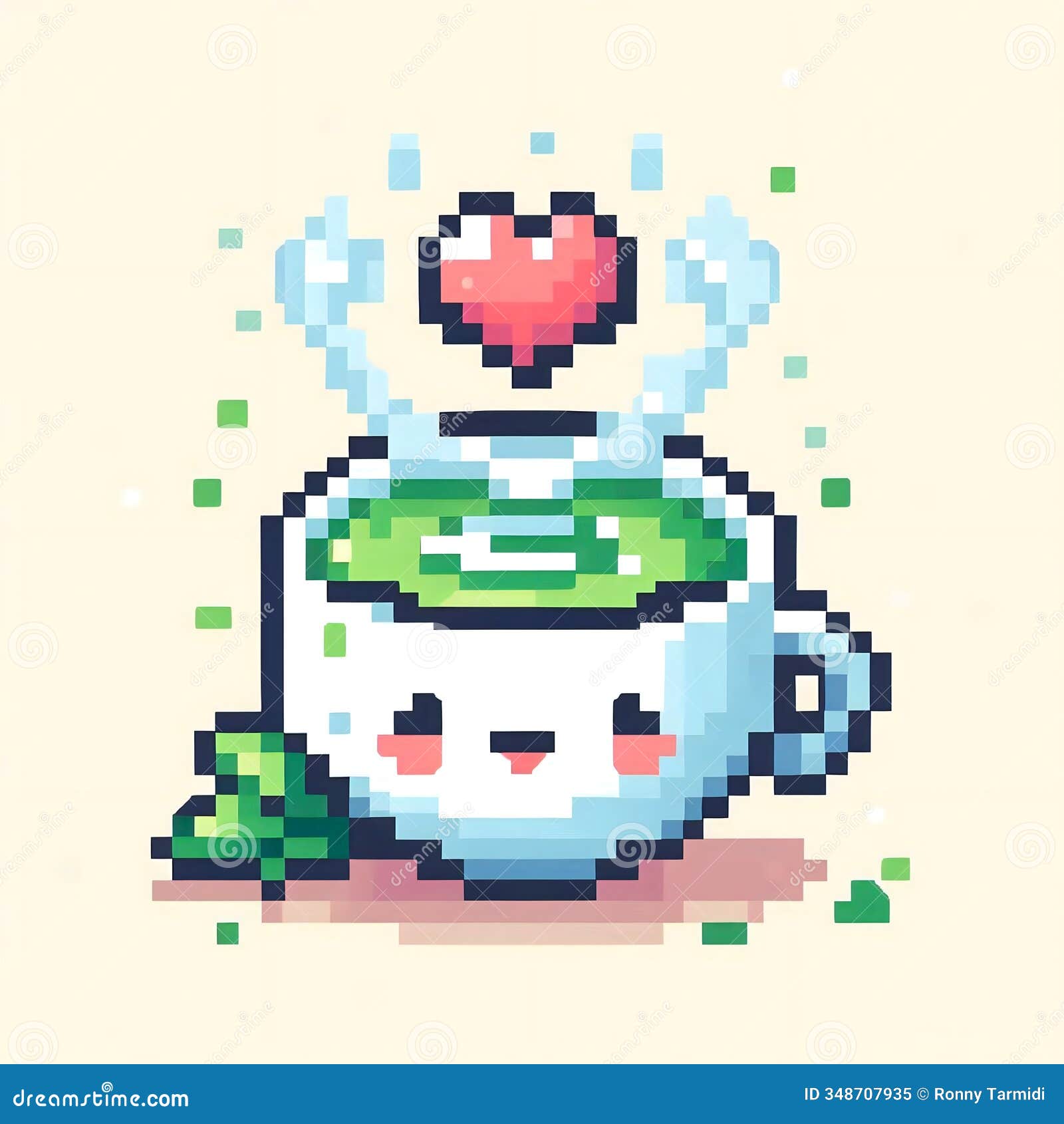 Hot Matcha on Cup,pixel Art Stock Illustration - Illustration of circle ...