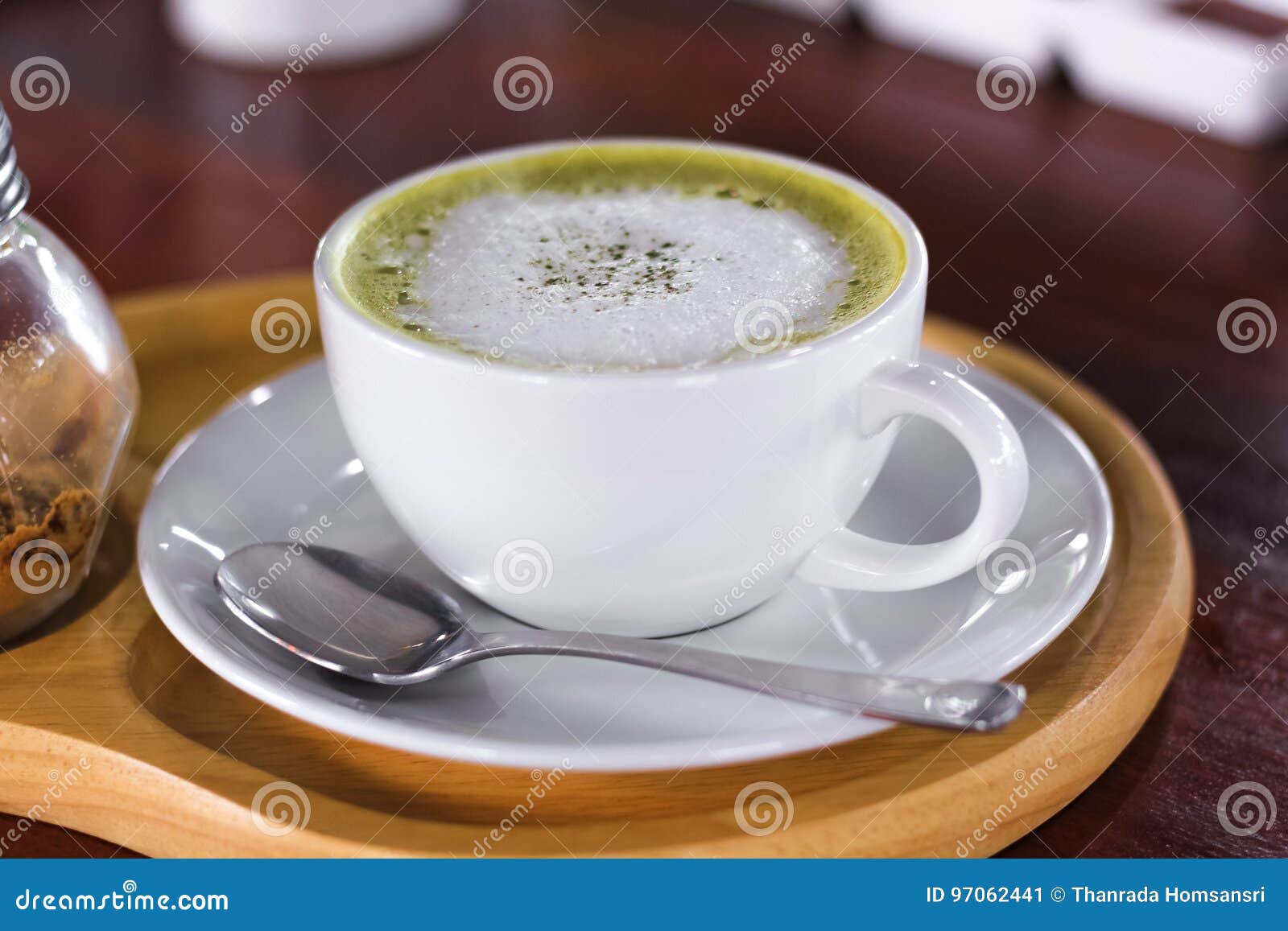 Hot Matcha Green Tea with Milk Stock Image - Image of double, cream ...