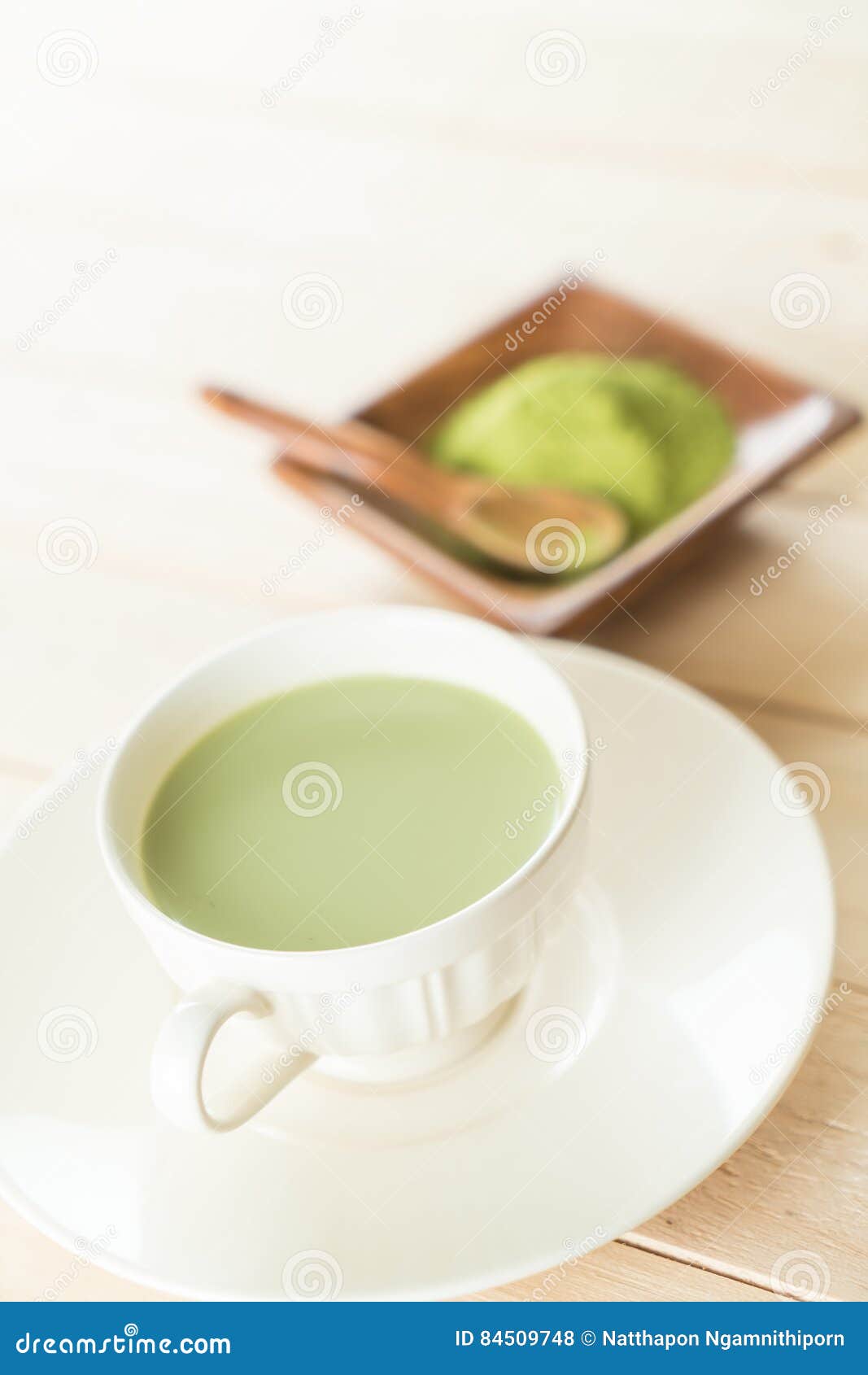 Hot matcha latte stock photo. Image of sweet, wooden - 84509748