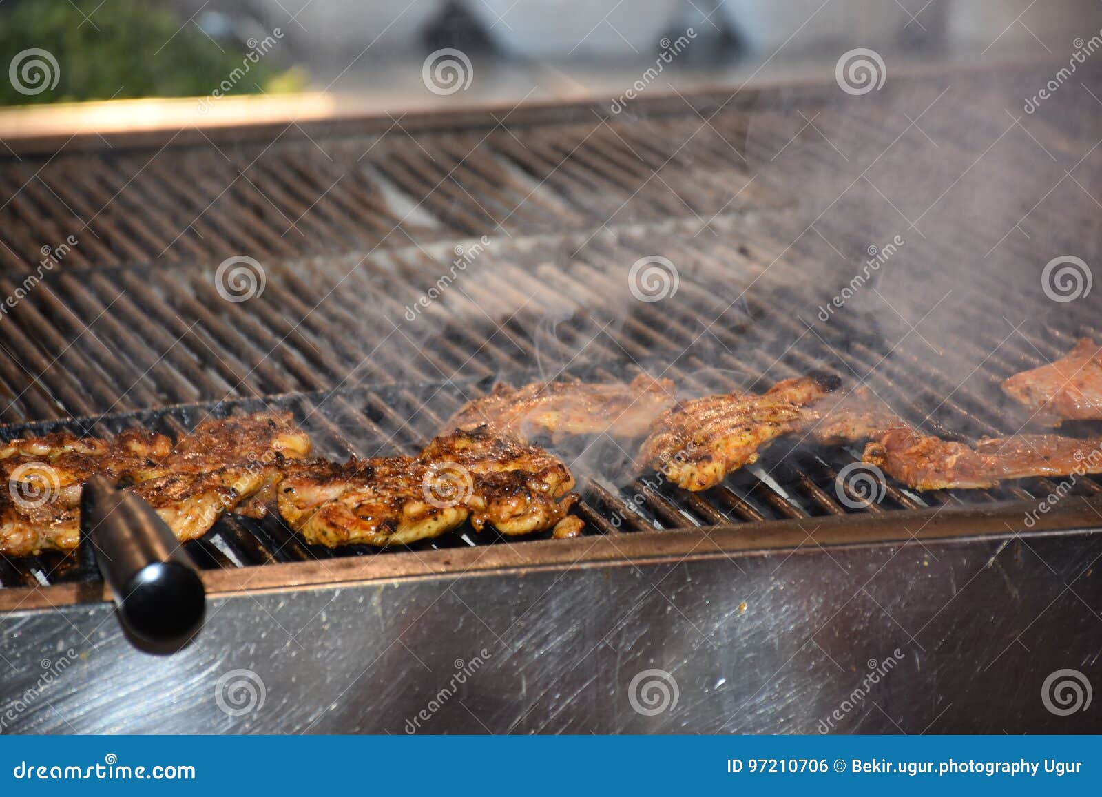 Hot Meat is Cooked on the Grill Stock Photo - Image of burning, cooked ...