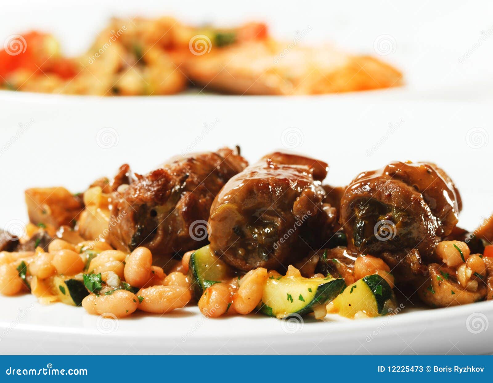 Hot Meat Dish - Beef Roll on Vegetable Stock Image - Image of food ...