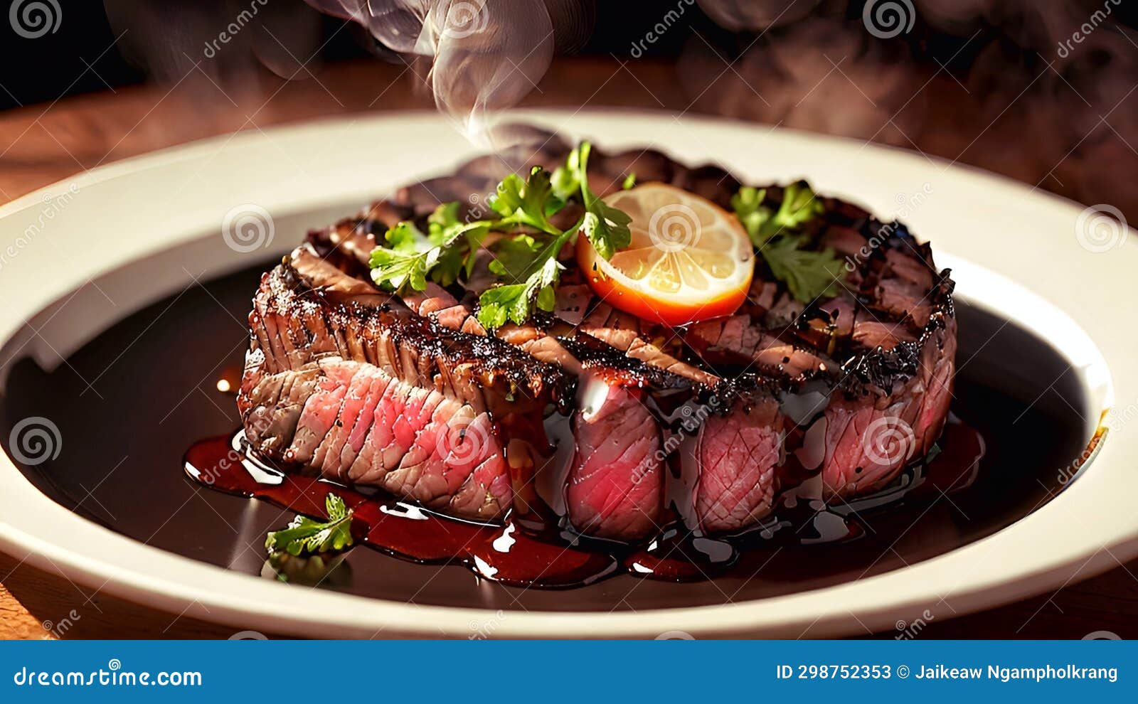 Hot roast beef steak stock image. Image of plate, dinner - 298752353
