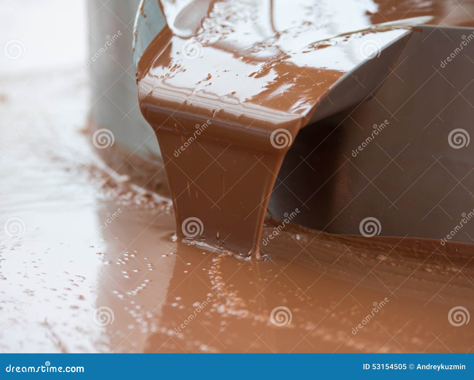 Hot Milk Chocolate Flow or Stream on Factory Stock Image - Image of ...