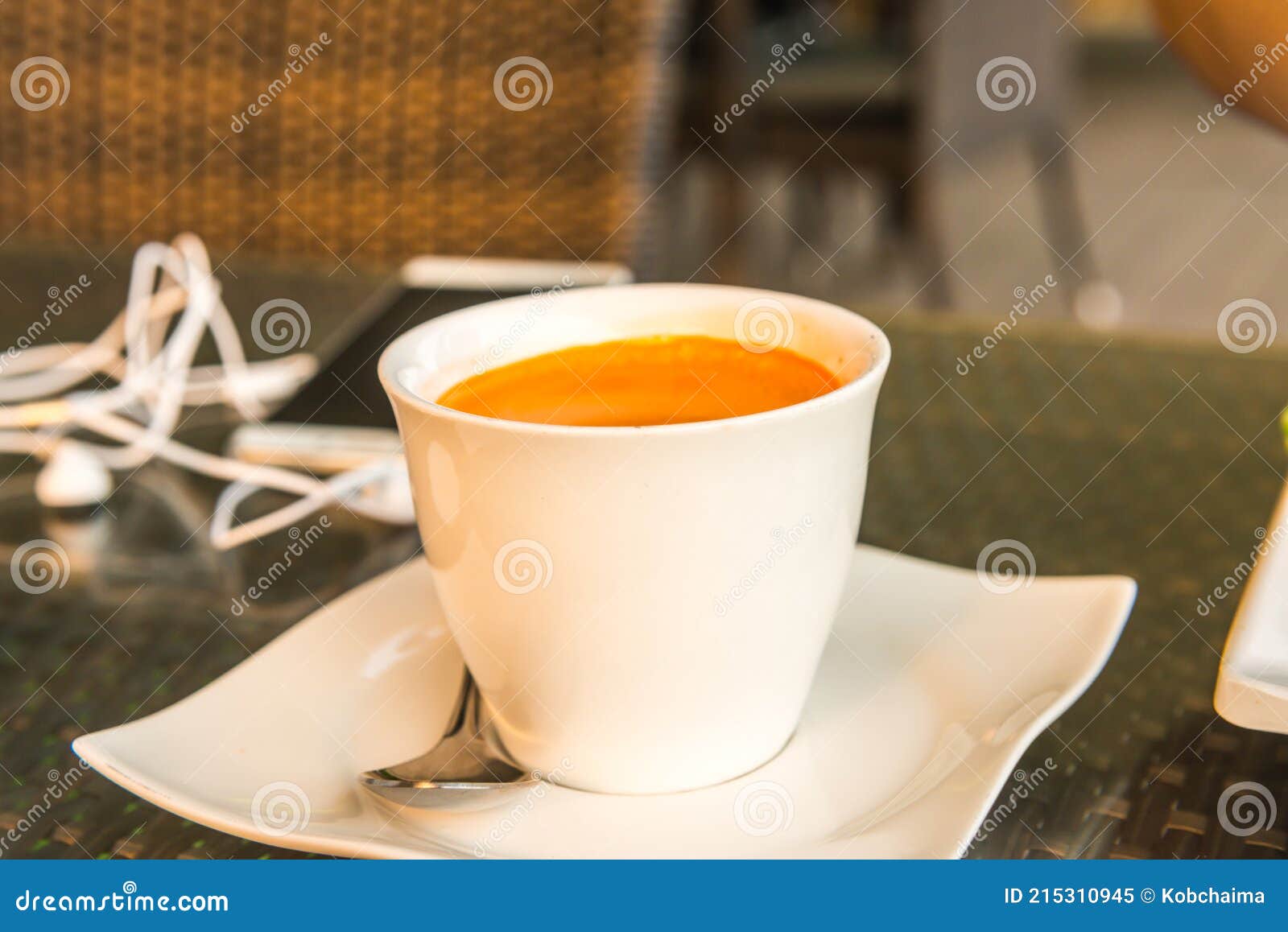 Hot Milk Tea with White Cup Stock Image - Image of glass, breakfast ...