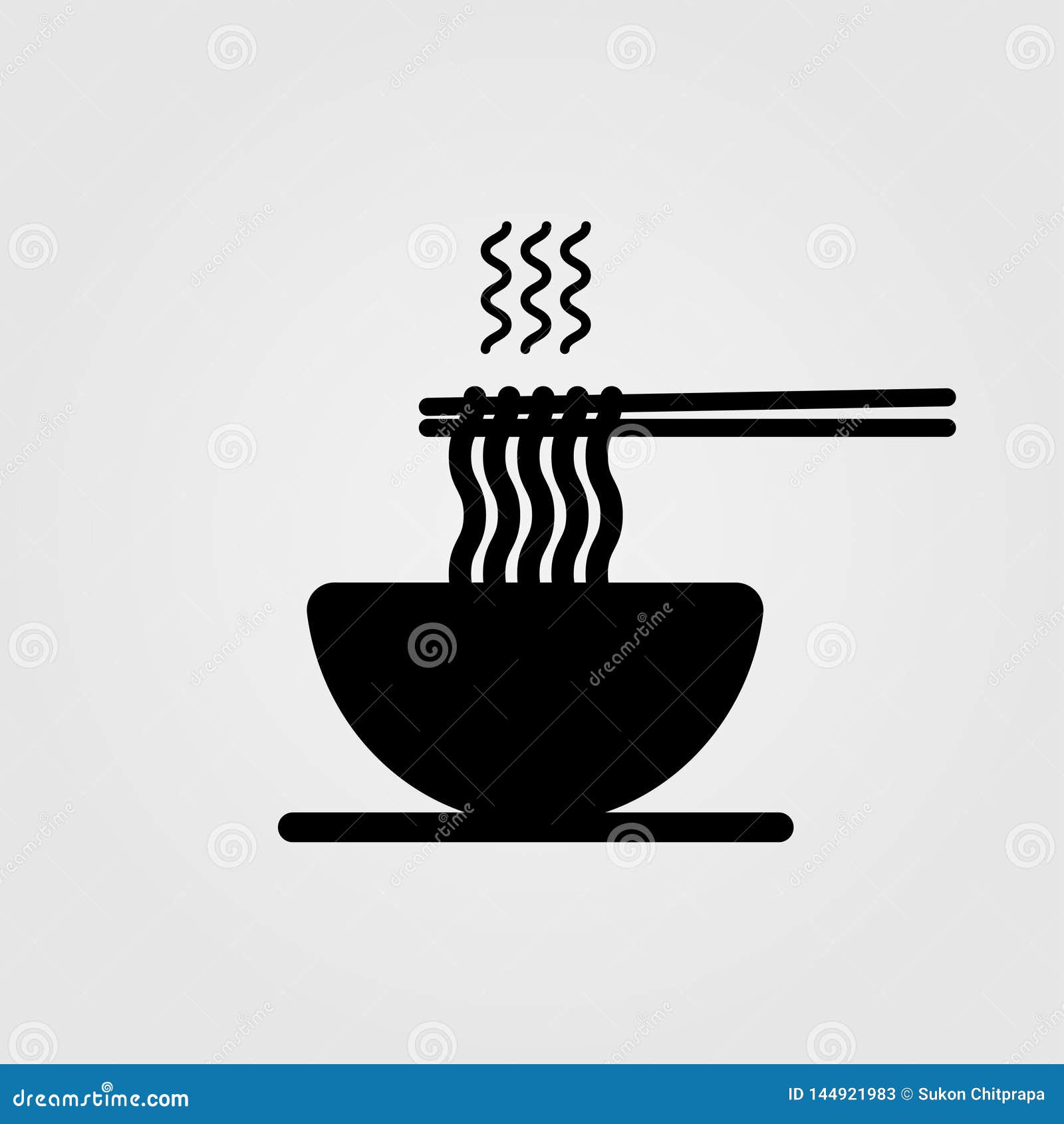 Hot noodle in bowl icon stock vector. Illustration of cooked - 144921983