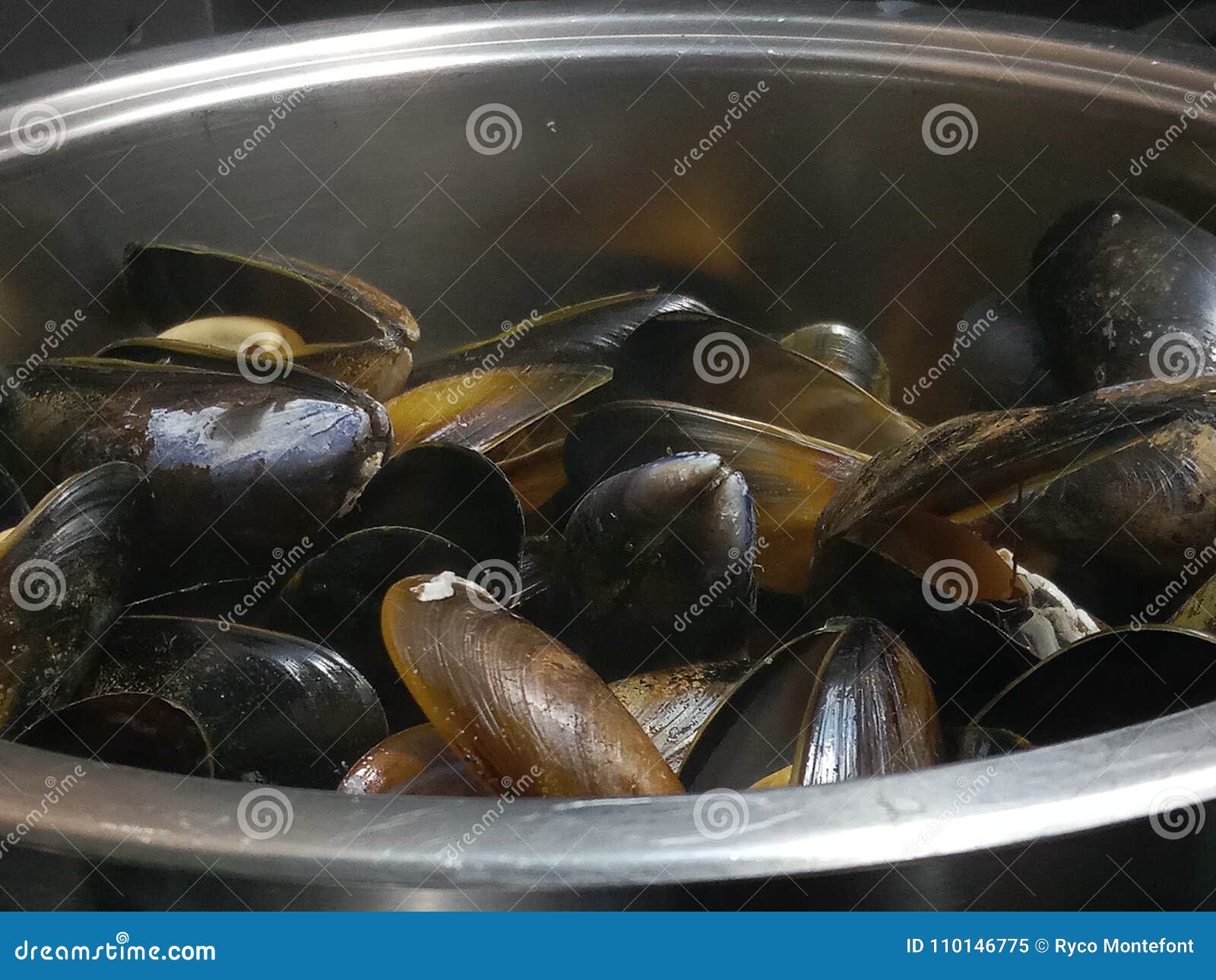 Hot opened boiled mussels stock image. Image of mussels - 110146775