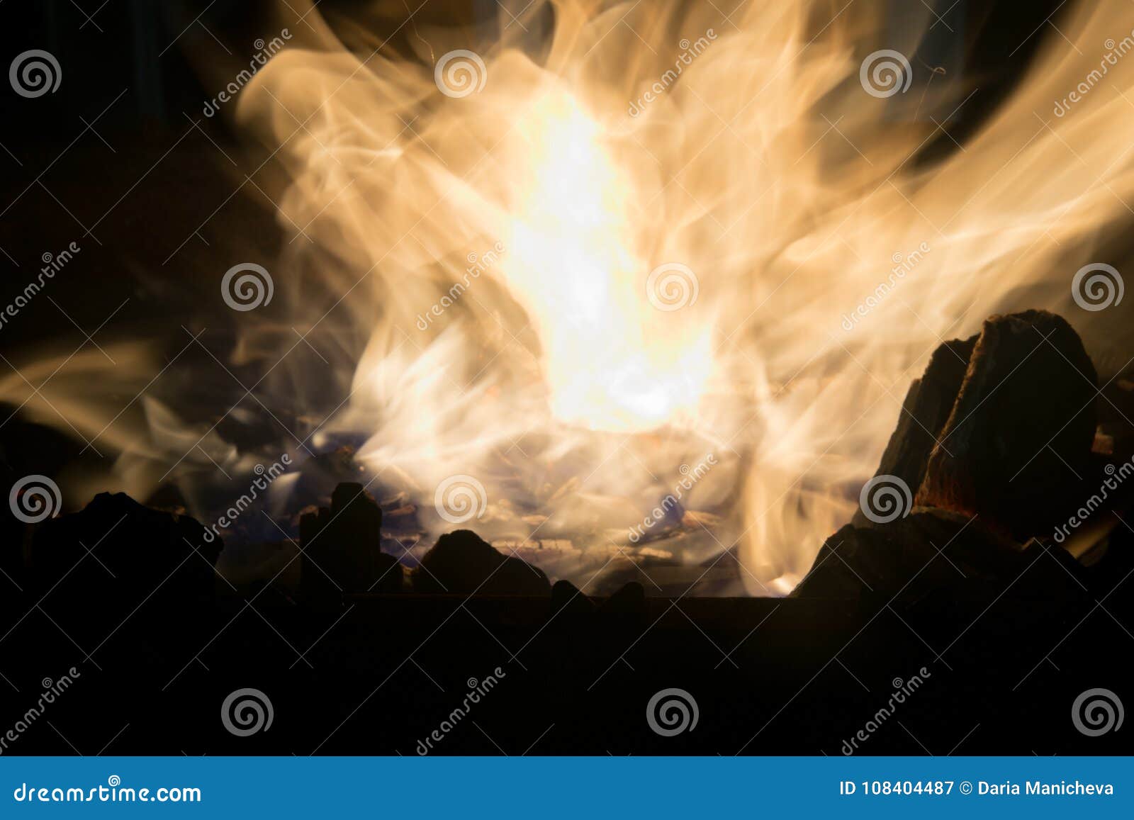 Hot bright fire at night stock image. Image of beautiful - 108404487