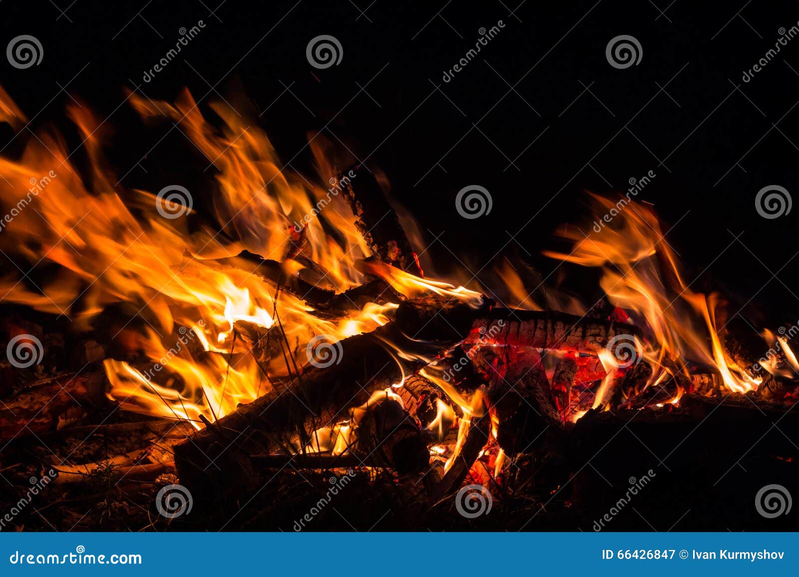 Hot Orange Nature Bonfire Flaming at Night Stock Image - Image of heat ...