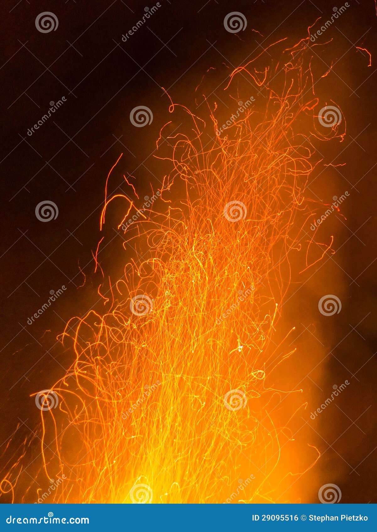 Hot Orange Spark Trails Bursting Up from Hell Fire Stock Photo - Image ...
