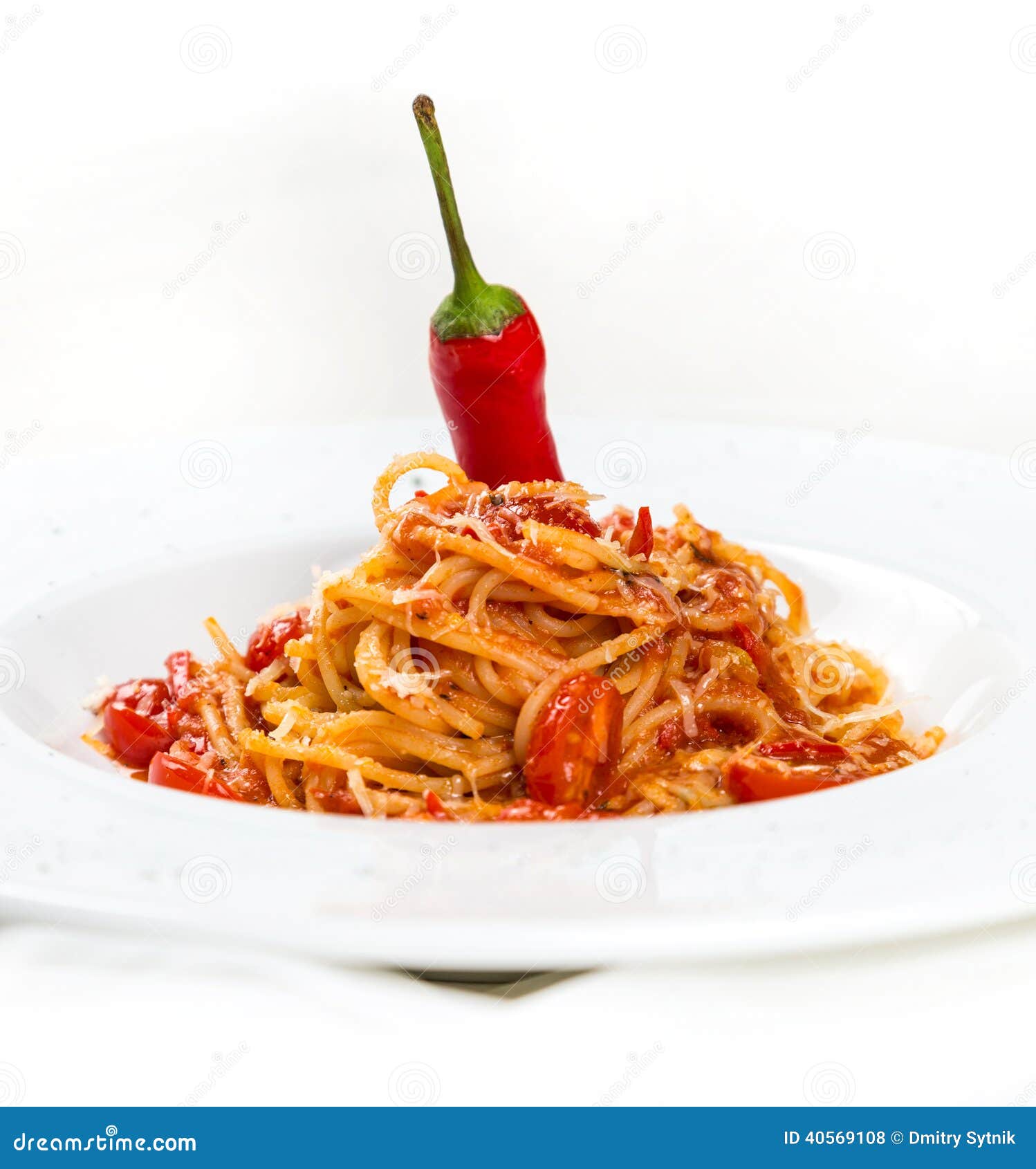 Hot Pasta with Cheese and Tomatos Stock Photo - Image of food, plate ...