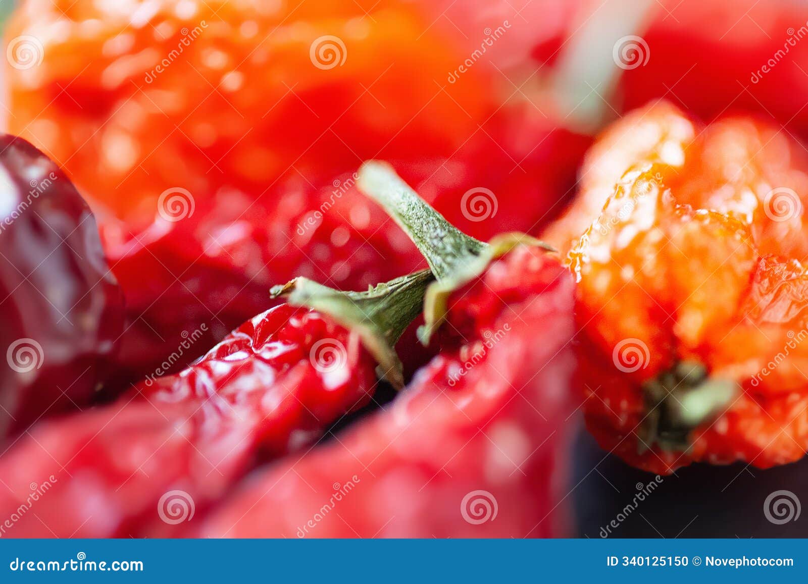 Hot Pepper. Abstract Blurred Texture of a Mixture of Peppers. Selective ...