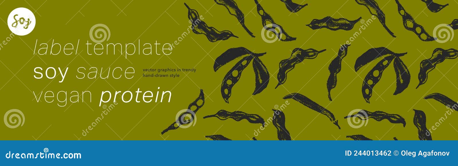 Vector Label Template with Soybean Pattern Seamless. Stock Vector ...