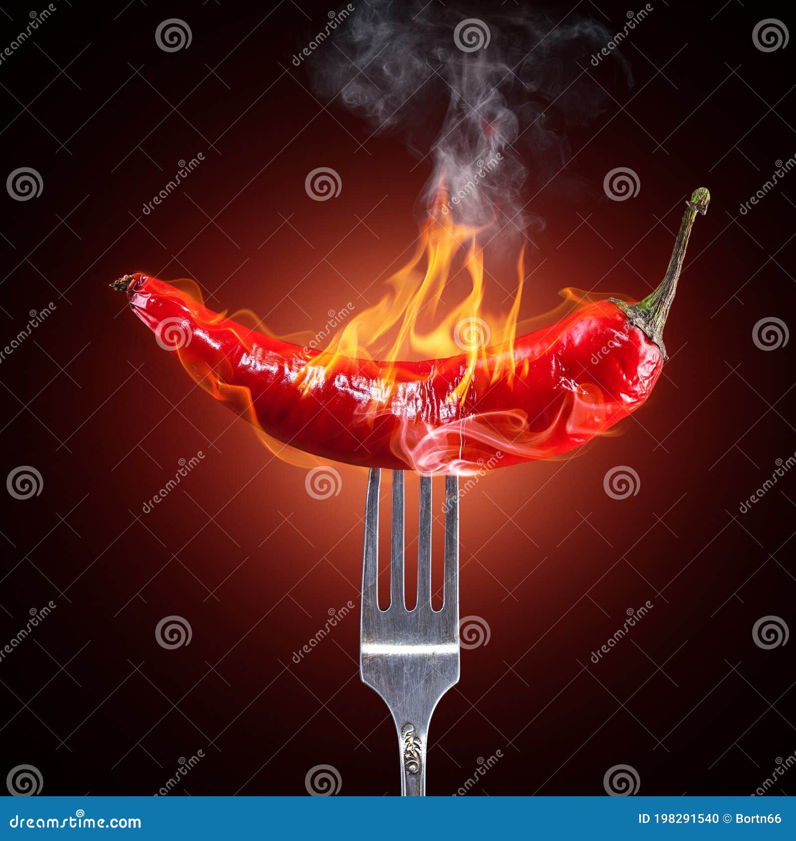 Hot pepper on fire stock photo. Image of food, black - 198291540
