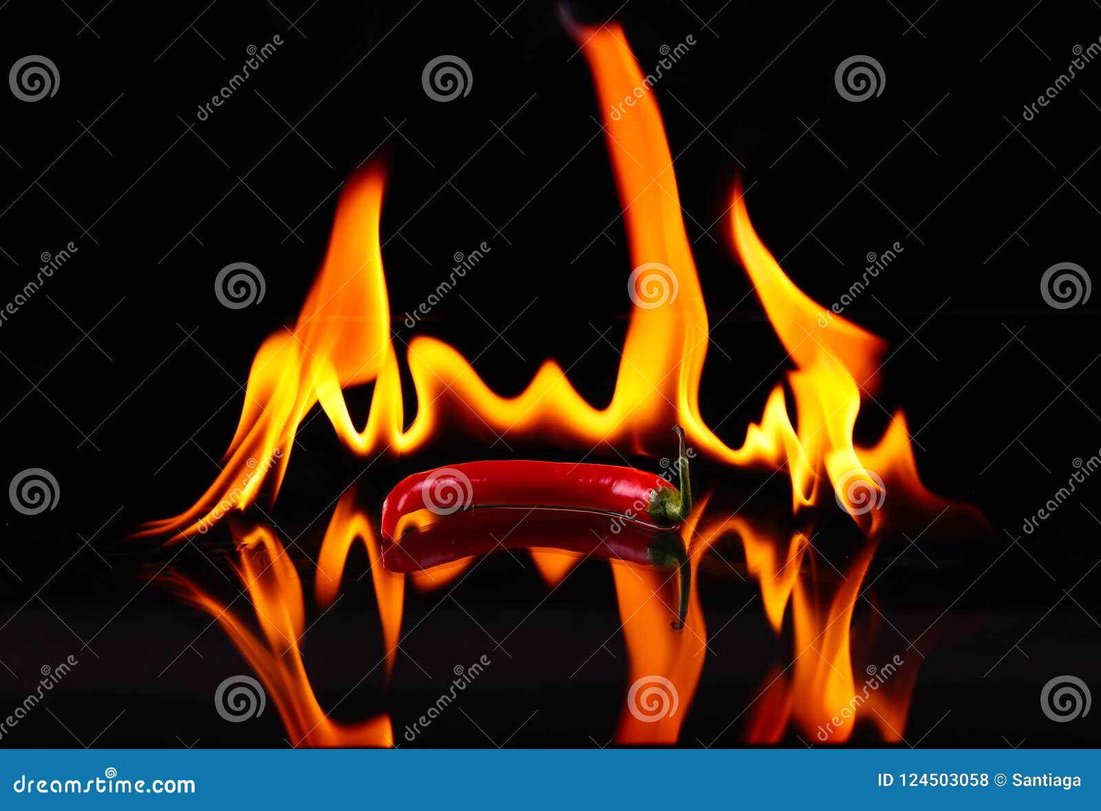 Hot Pepper with Flame on Black Stock Photo - Image of spice, healthy ...