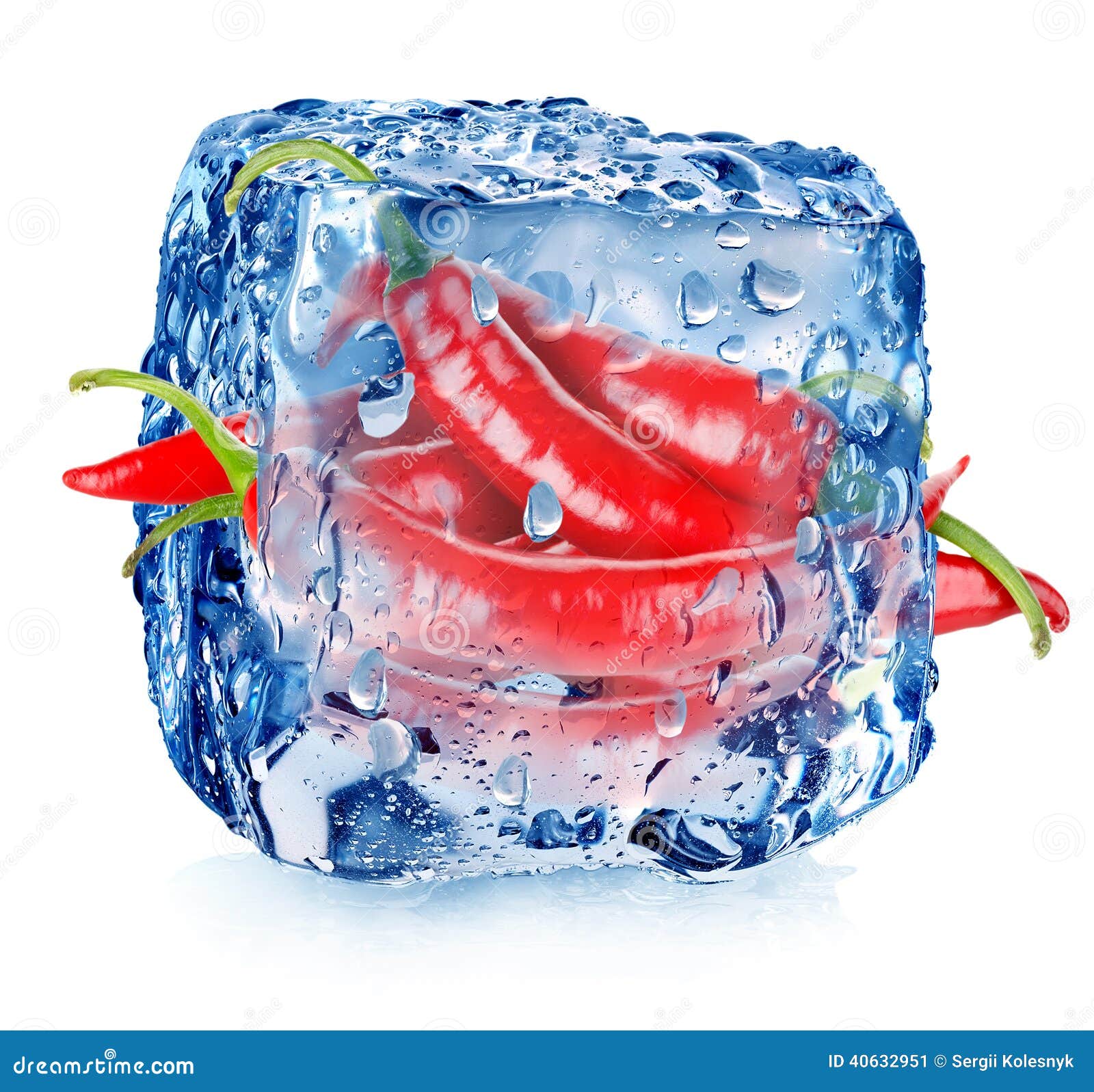 Hot pepper in ice cube stock image. Image of winter, water - 40632951