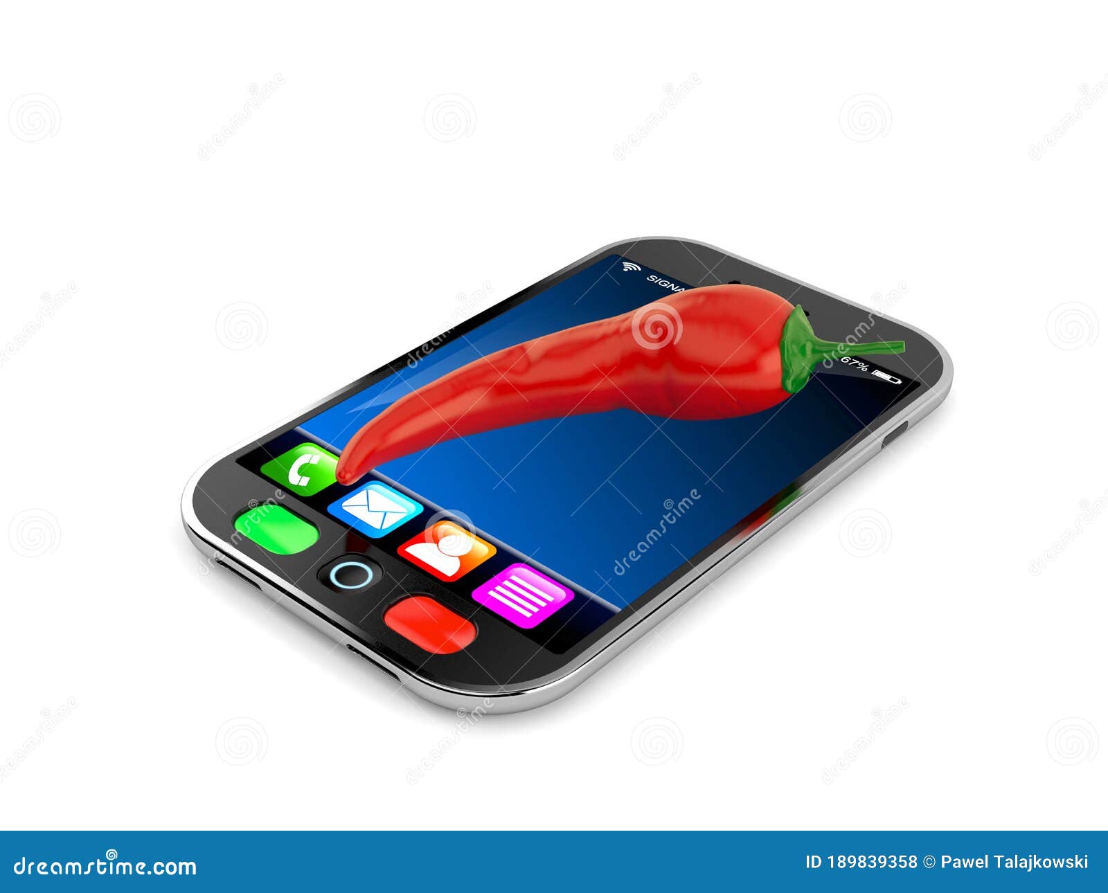 Hot pepper on smartphone stock illustration. Illustration of telephone ...