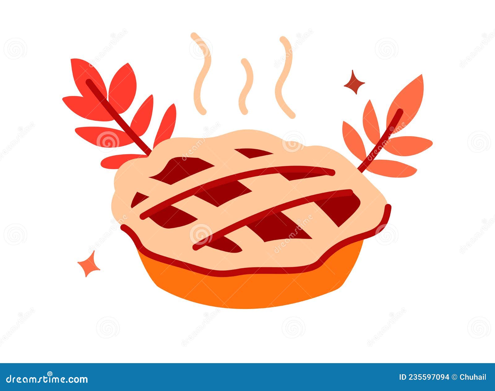 Hot pie isolated on white. stock vector. Illustration of design - 235597094