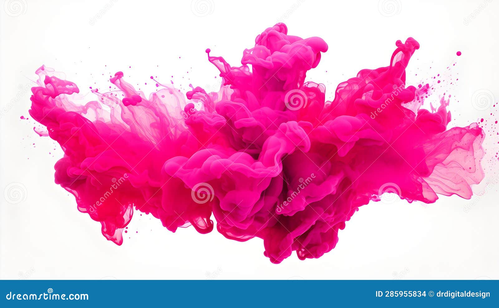 Hot Pink Color Splash on a White Background. Artistic Color Explosion ...