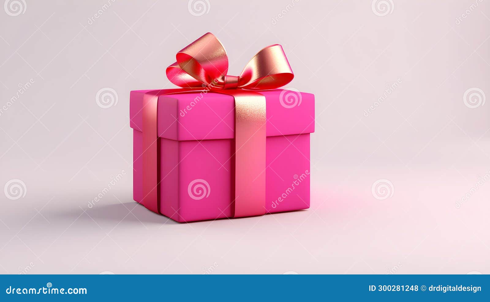 Hot Pink Gift Box in Front of a Light Background with Copy Space ...