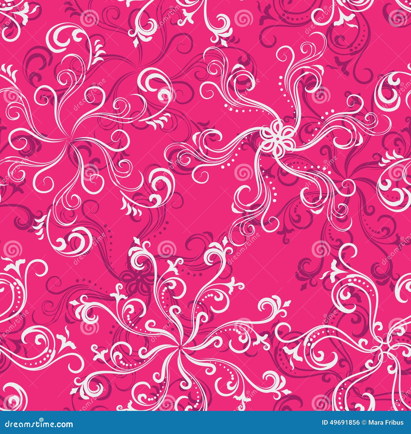 Hot Pink Seamless Floral Pattern Stock Vector - Illustration of plant ...