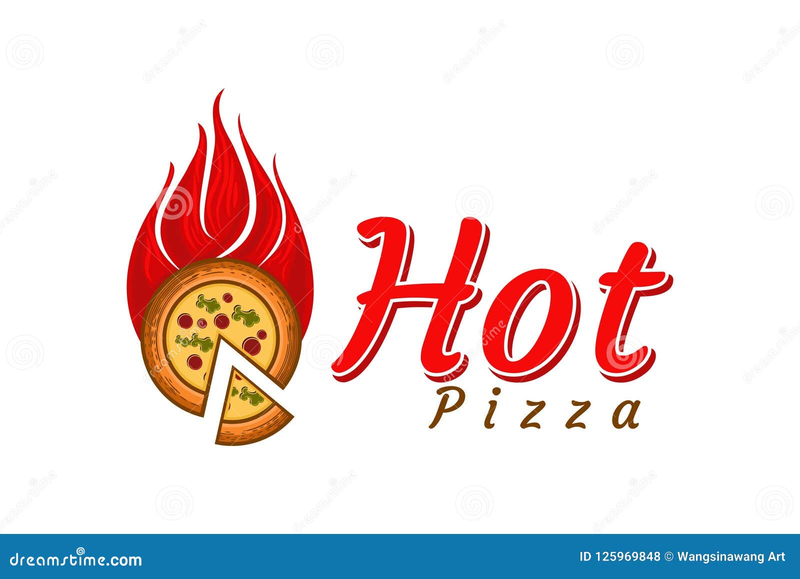 Hot pizza Logo design. stock vector. Illustration of pizzeria - 125969848