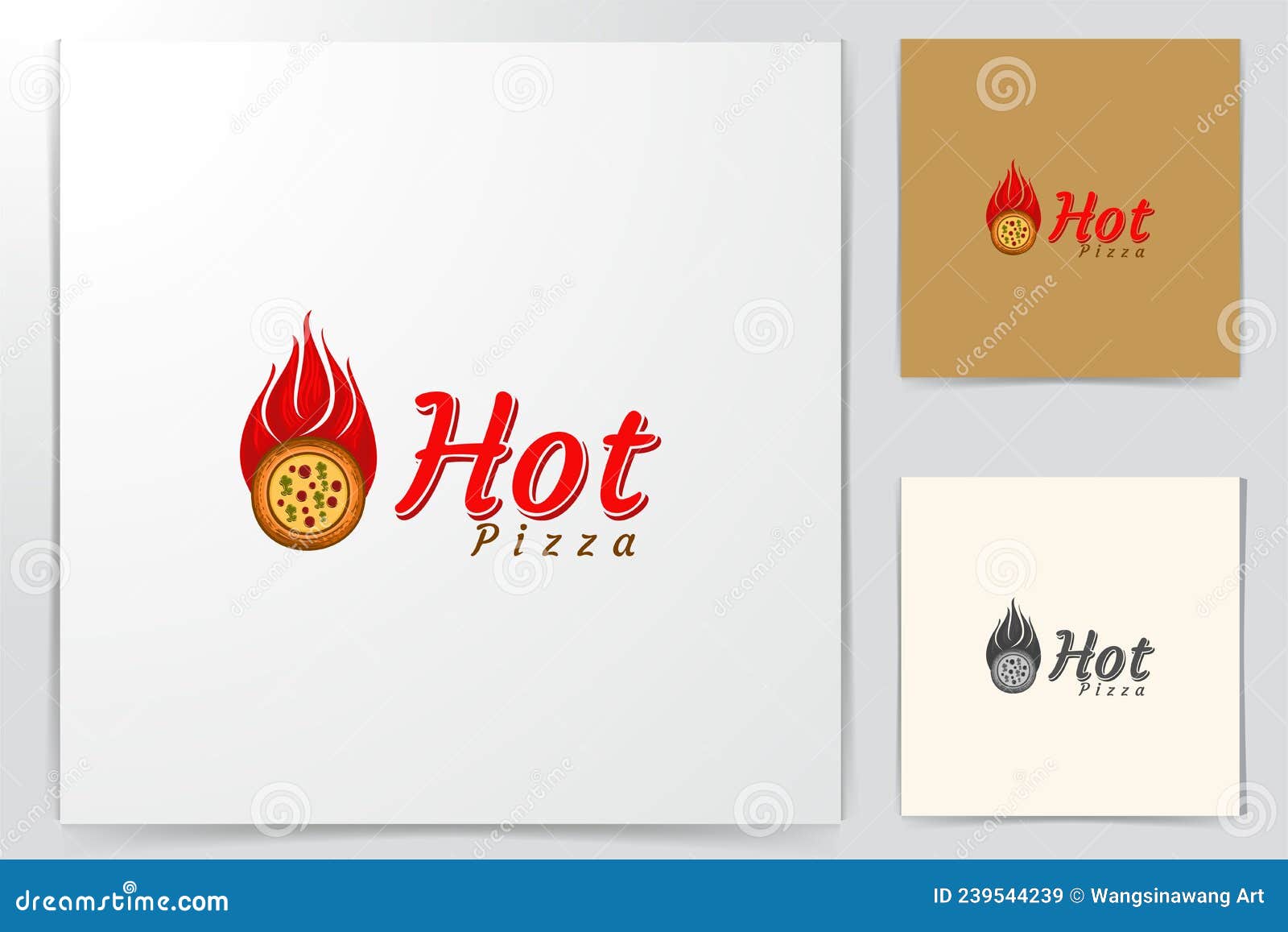 Hot Pizza Logo Designs Inspiration Isolated on White Background Stock ...
